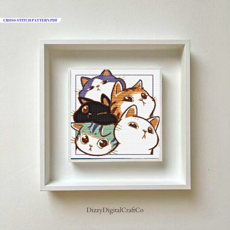 Cats Cross Stitch Pattern PDF, Cute Crochet Cat, Animal Embroidery, Cat ...