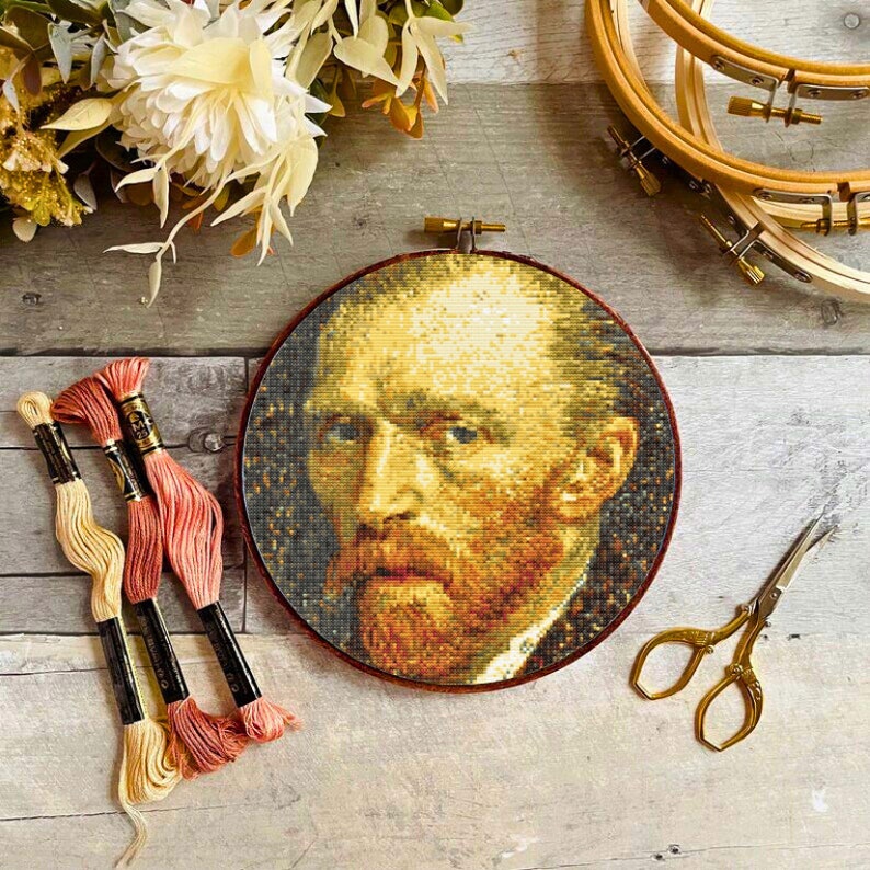 Vincent Van Gogh Portrait Cross Stitch Pattern, Van Gogh Stitch ...