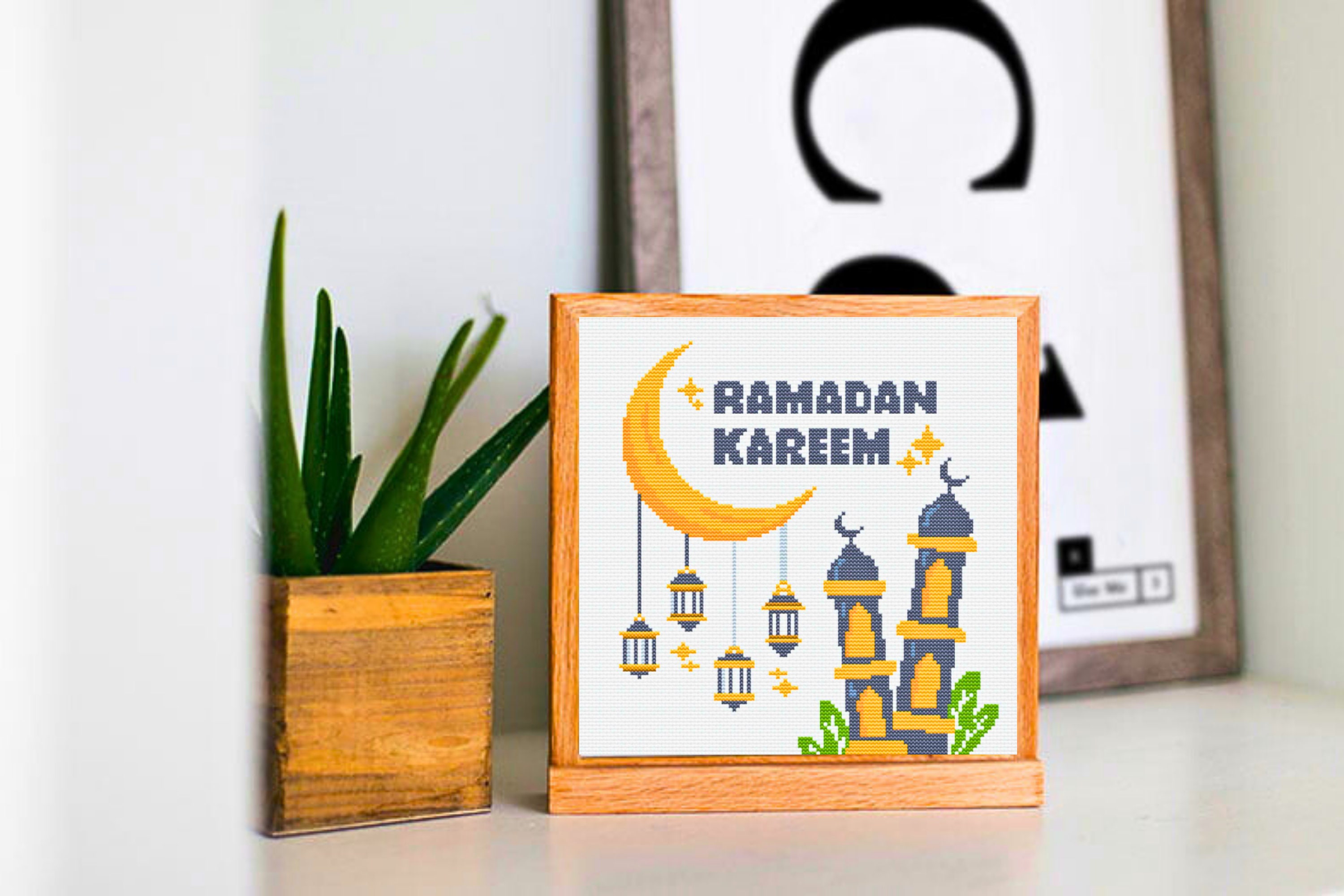 Ramadan Kareem Islamic Crescent Minarets Cross Stitch Pattern, Moroccan ...