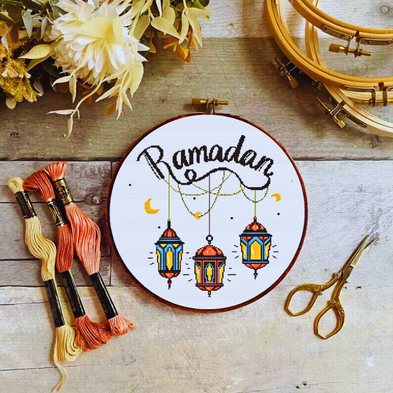 Ramadan Islamic Religious Ornaments Cross Stitch Pattern, Ramadan Gifts ...