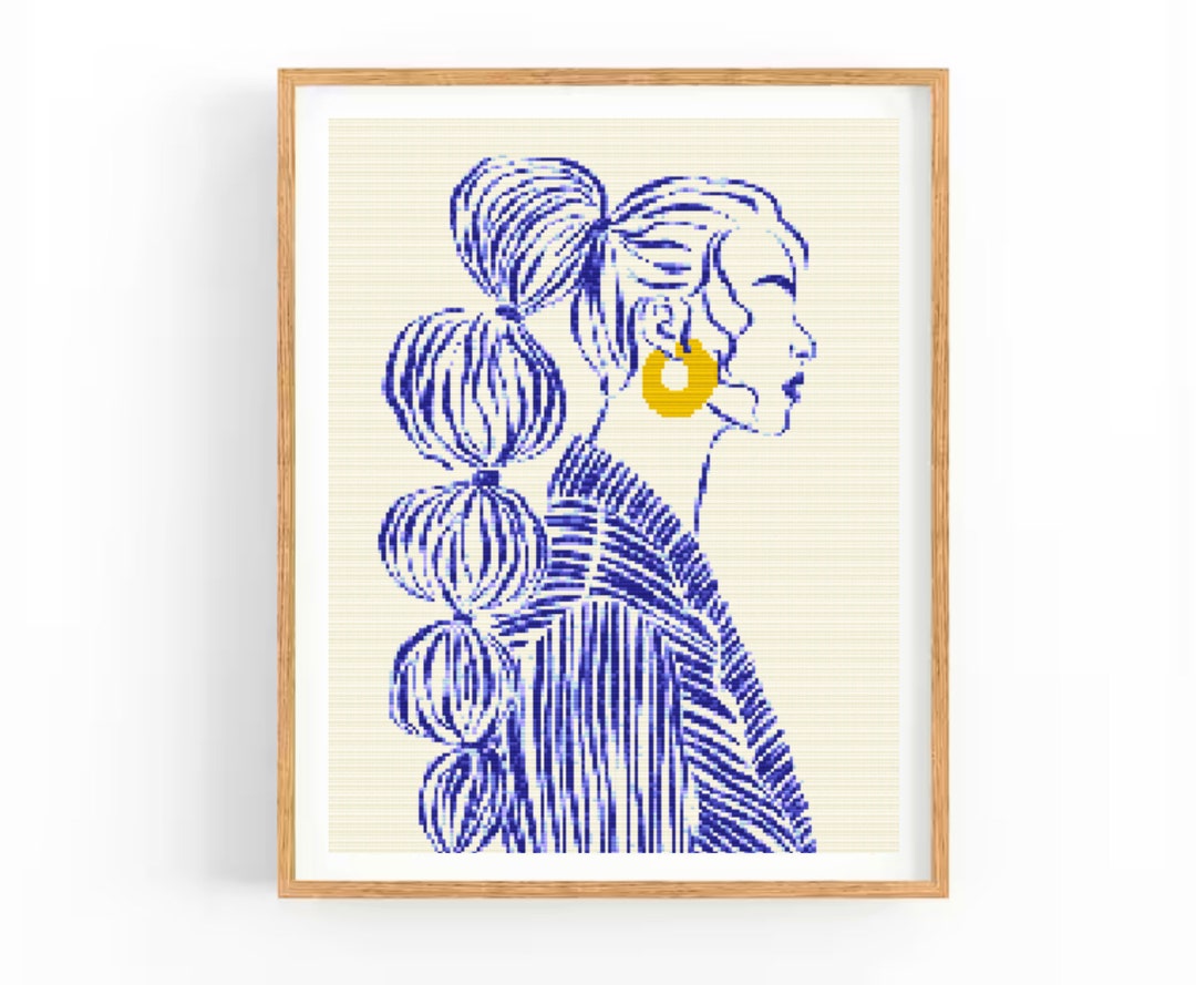 Elegant Woman Cross Stitch, Cool Modern Abstract Embroidery, Easy ...