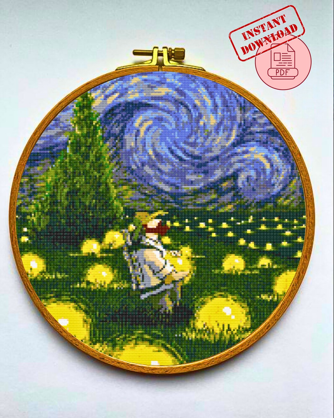Vincent Van Gogh Cross Stitch Pattern PDF, Starry Night Samplers Stitch ...