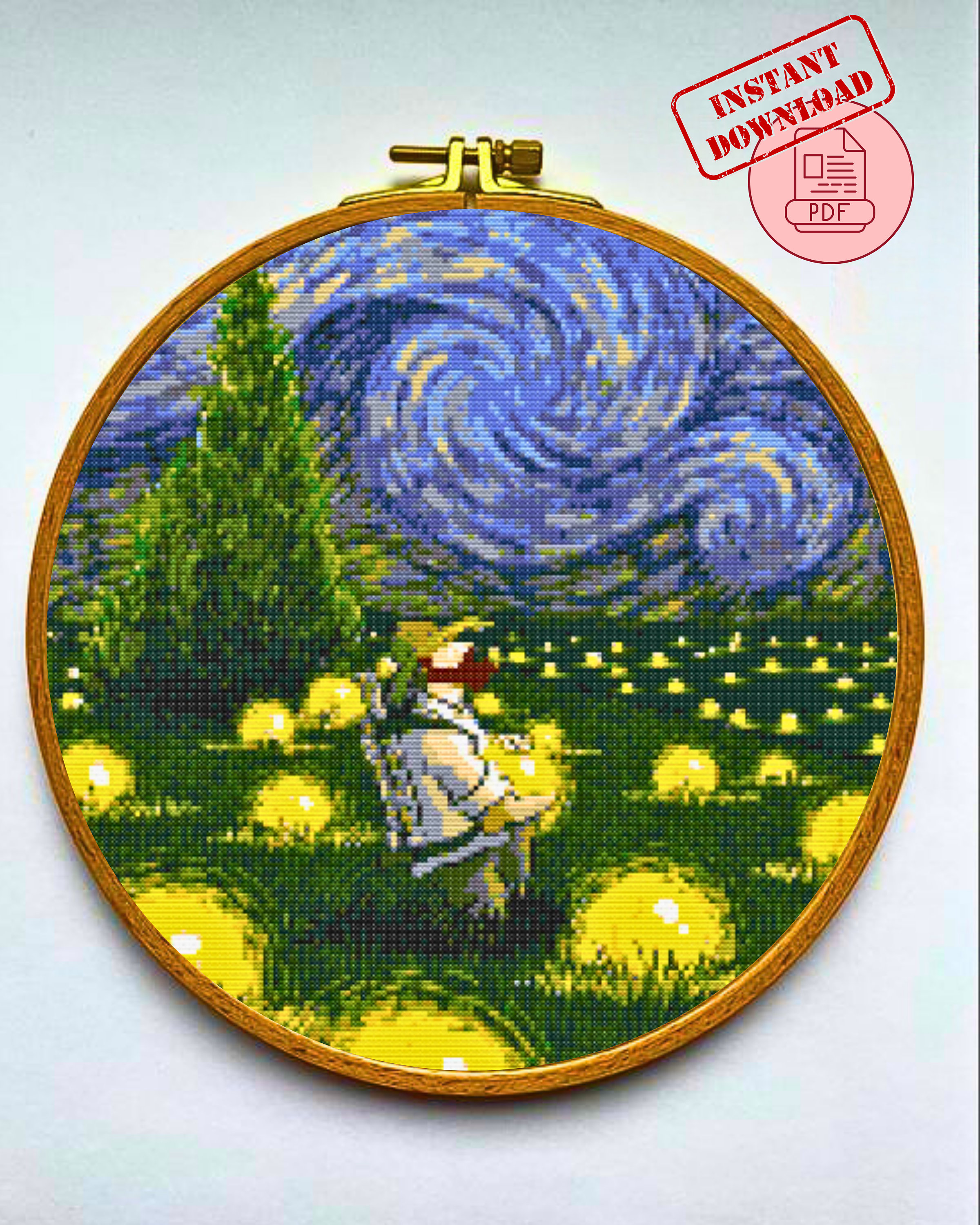 Vincent Van Gogh Cross Stitch Pattern PDF, Starry Night Samplers Stitch, Pdf Cross Stitch Chart ...