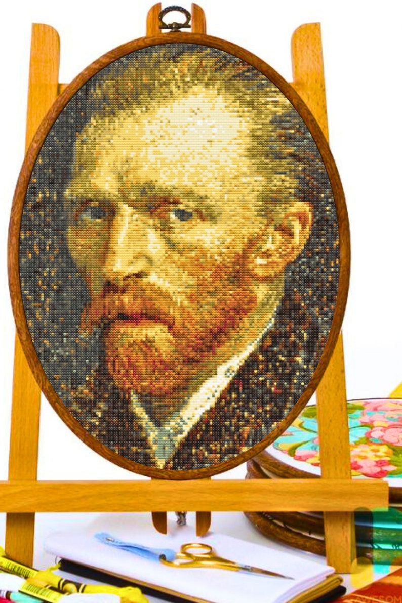Vincent Van Gogh Portrait Cross Stitch Pattern, Van Gogh Stitch ...