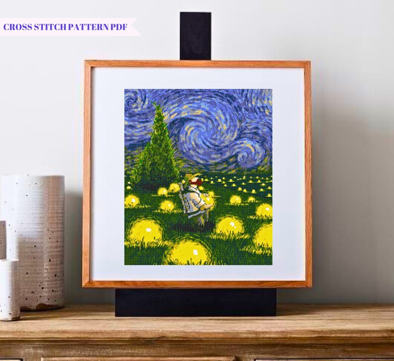 Vincent Van Gogh Cross Stitch Pattern PDF, Starry Night Samplers Stitch ...