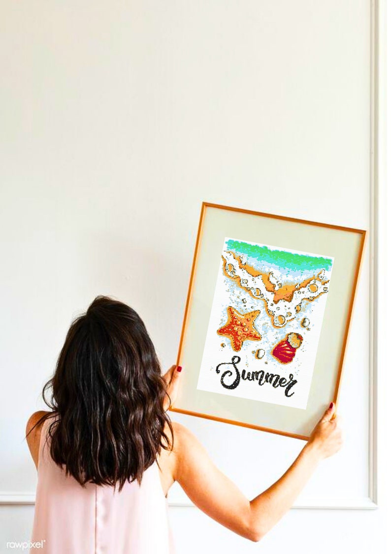 Colorful Sea Shells Summer Cross Stitch Pattern PDF, Beach Starfish ...