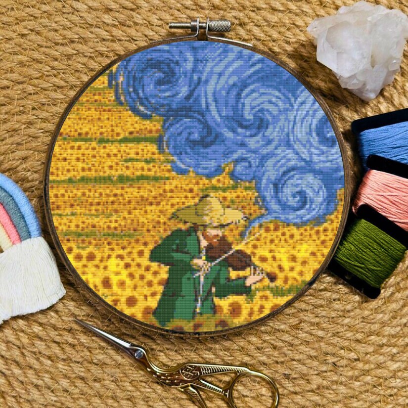 Van Gogh Poster Cross Stitch Pattern, Starry Night Cross Stitch Pattern ...