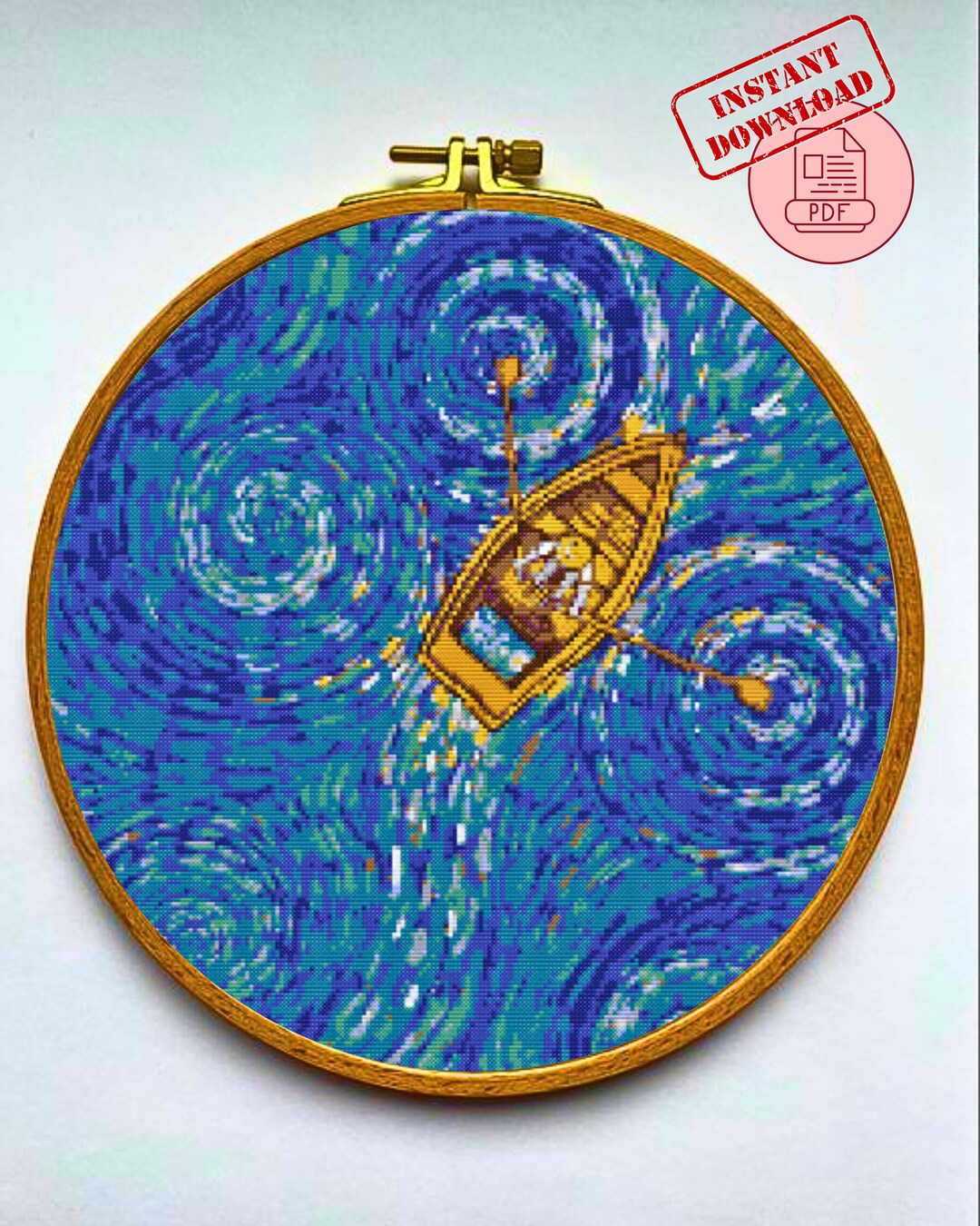Van Gogh Poster Cross Stitch Pattern, Starry Night Cross Stitch Pattern ...