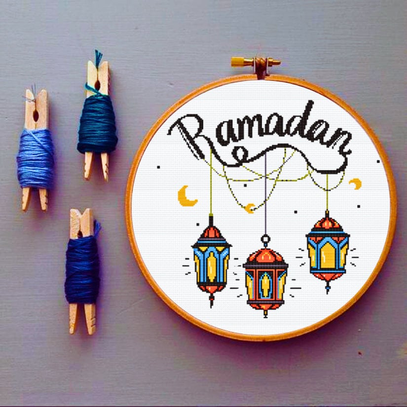 Ramadan Islamic Religious Ornaments Cross Stitch Pattern, Ramadan Gifts ...