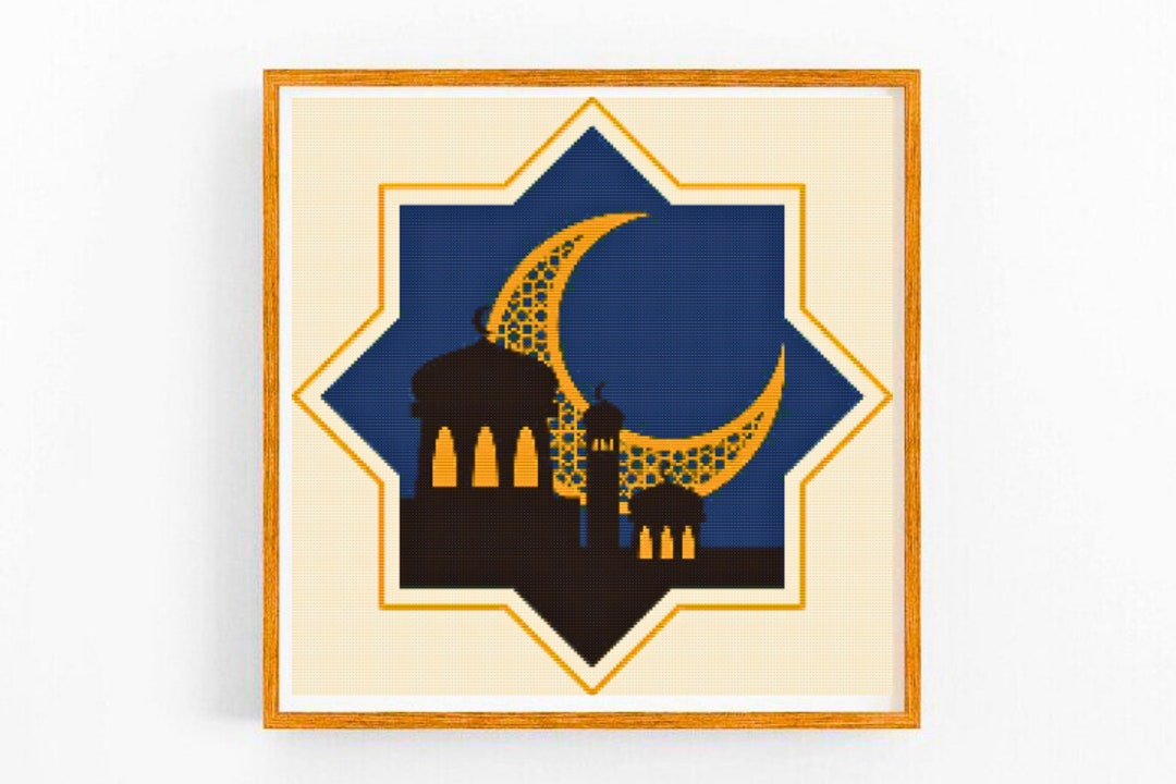 Islamic Crescent Mosque Cross Stitch Pattern PDF, Ramadan Crochet ...