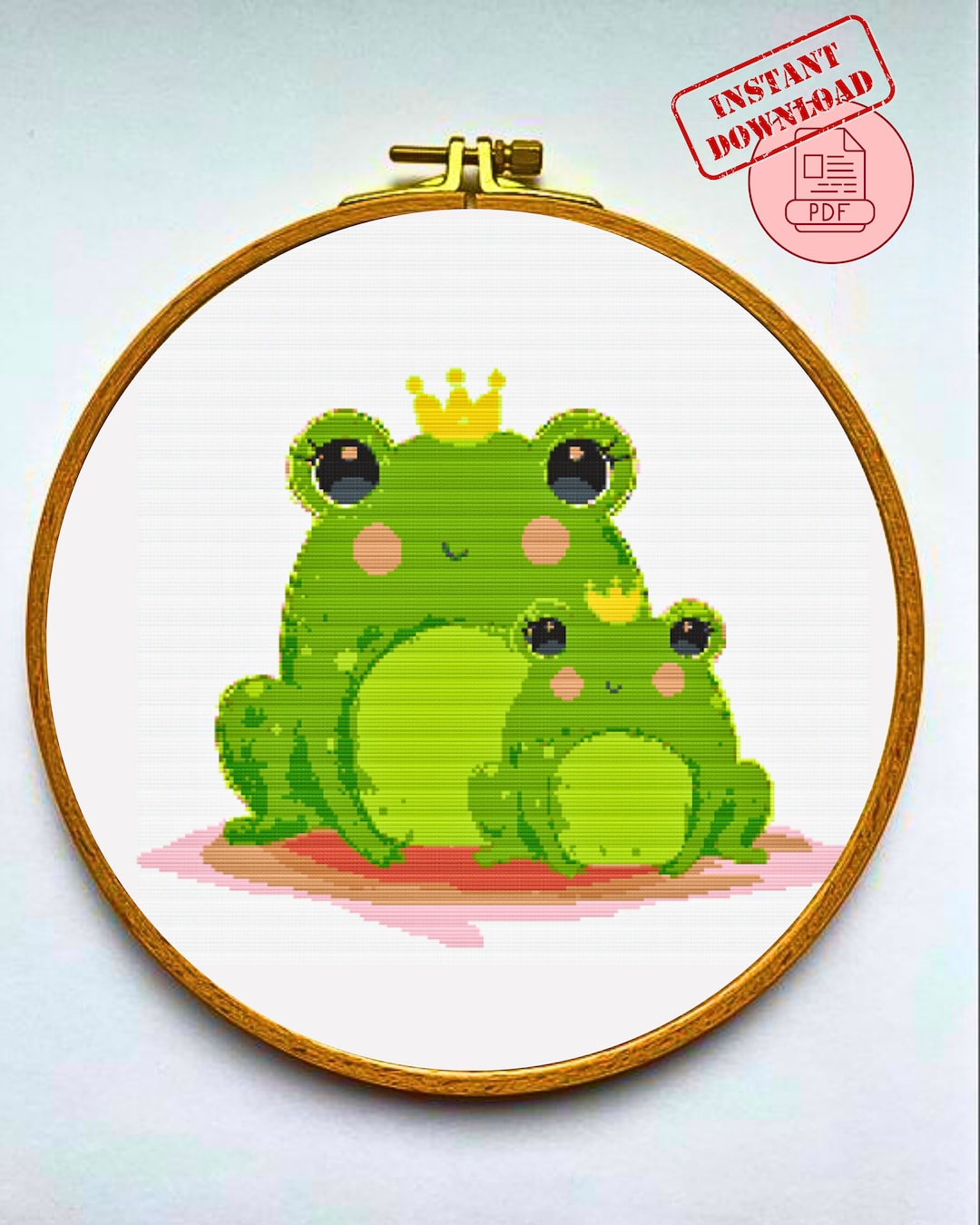 Frog and Its Baby Frog Cross Stitch Pattern Pdf, Frog Sampler Stitch ...