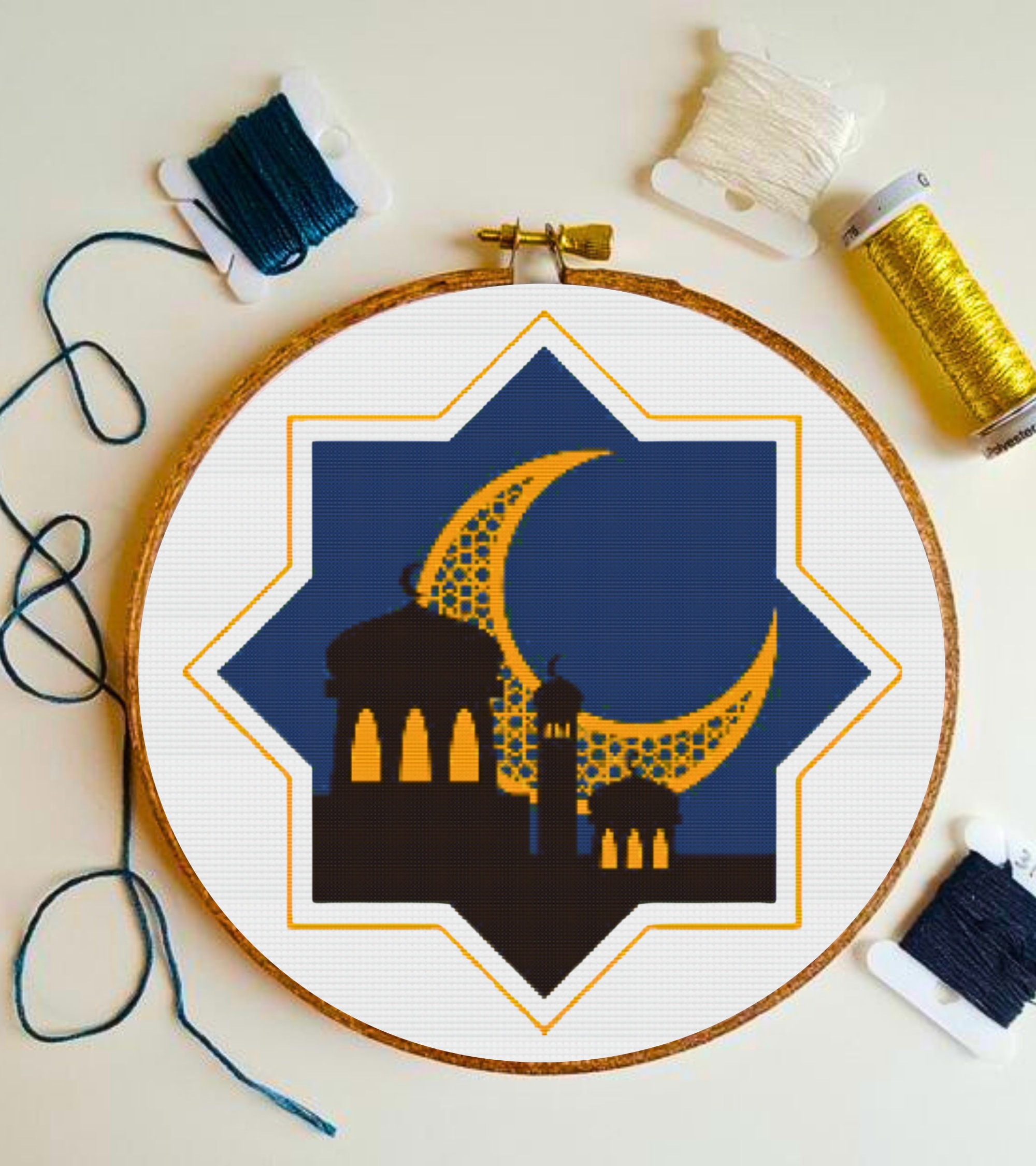 Islamic Crescent Mosque Cross Stitch Pattern PDF, Ramadan Crochet ...