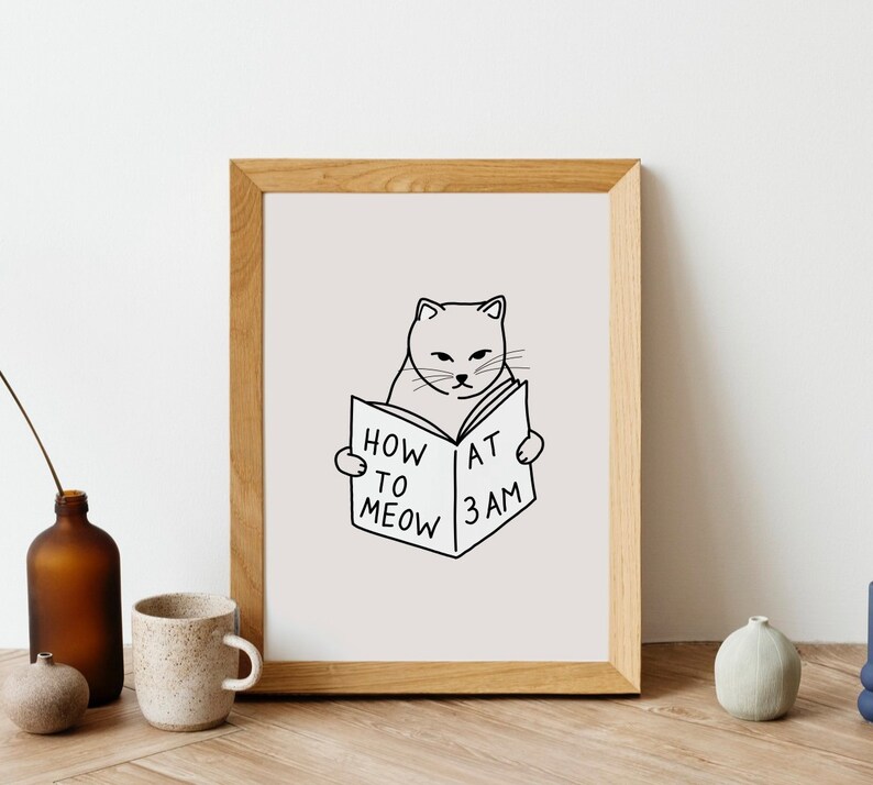 Cats Line Drawing Art, Funny Cat Poster Set of 3, Minimalist Pets Line ...