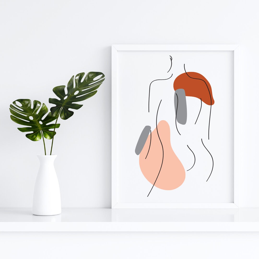 Female Figure Line Art | Printable Female Line Art | Line Art | Modern ...