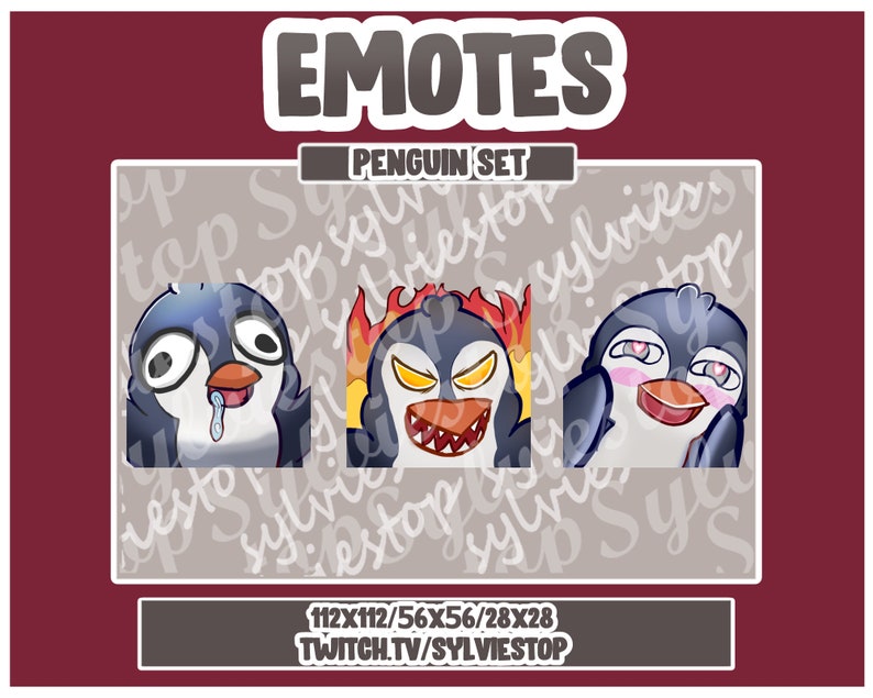 Cute Penguin Emotes for Twitch Rage, Love, Derp - Etsy