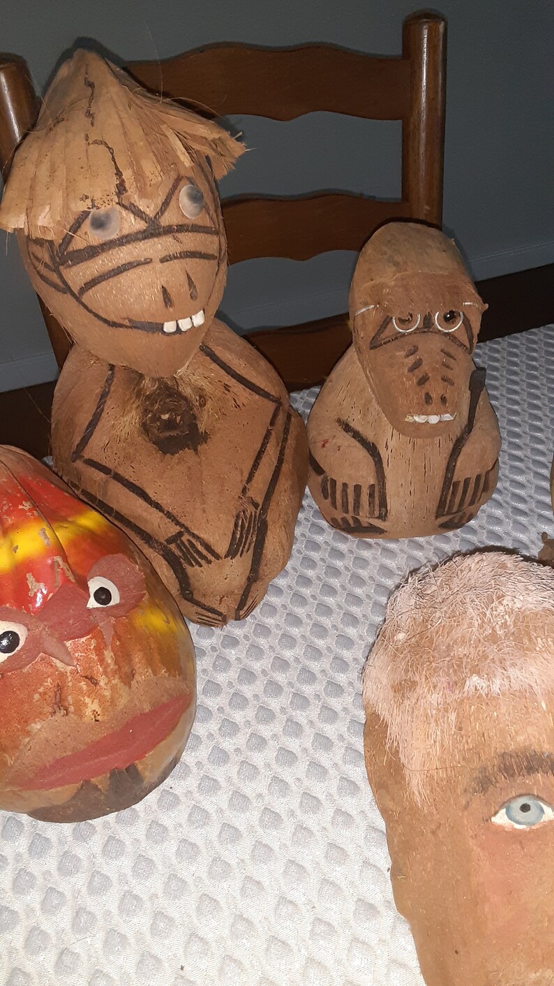 Vintage Coconut Head Figures - Etsy