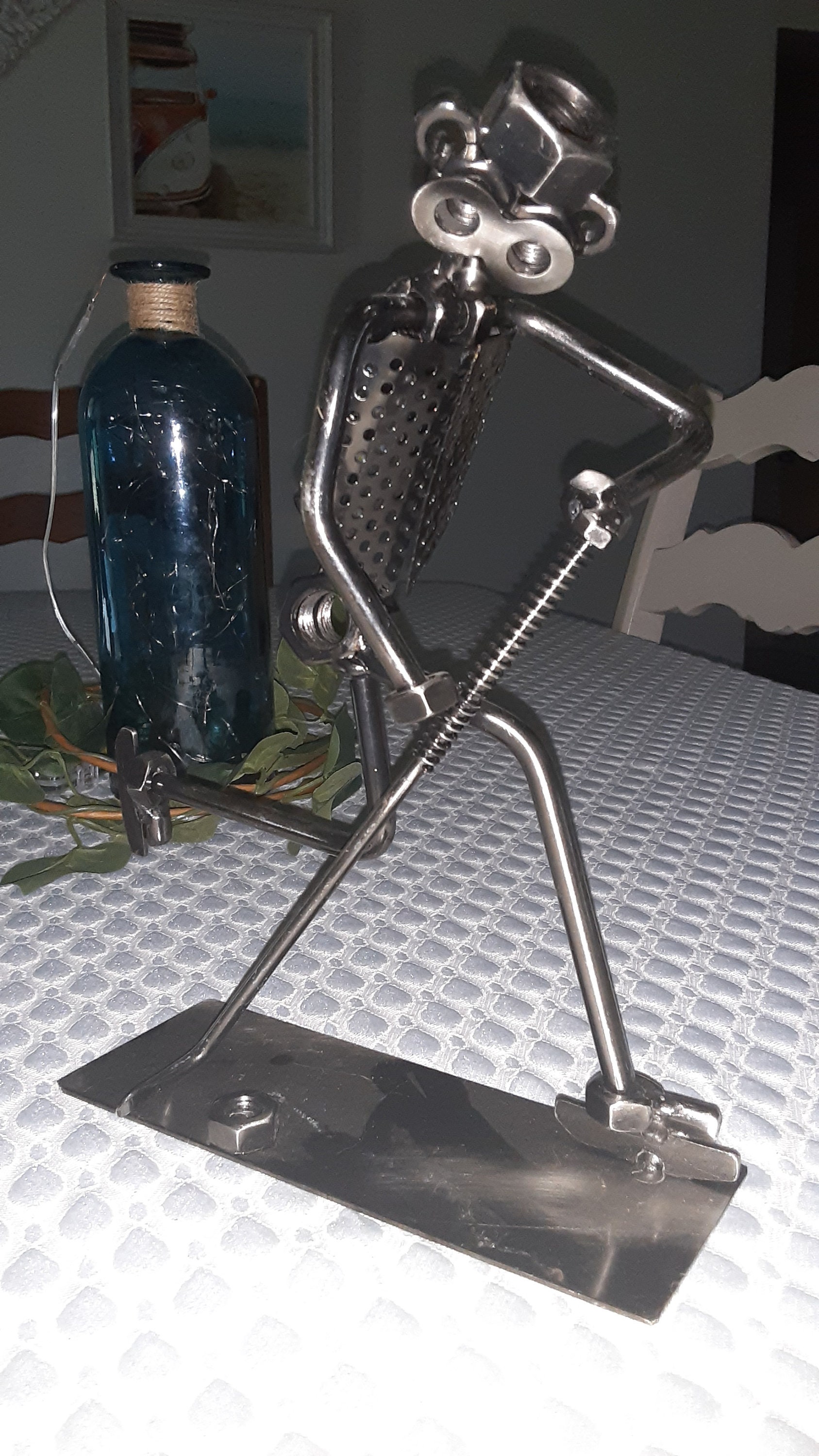 Handmade Metal Art Figurines, Welded, Nuts and Bolts, 10" Tall ...
