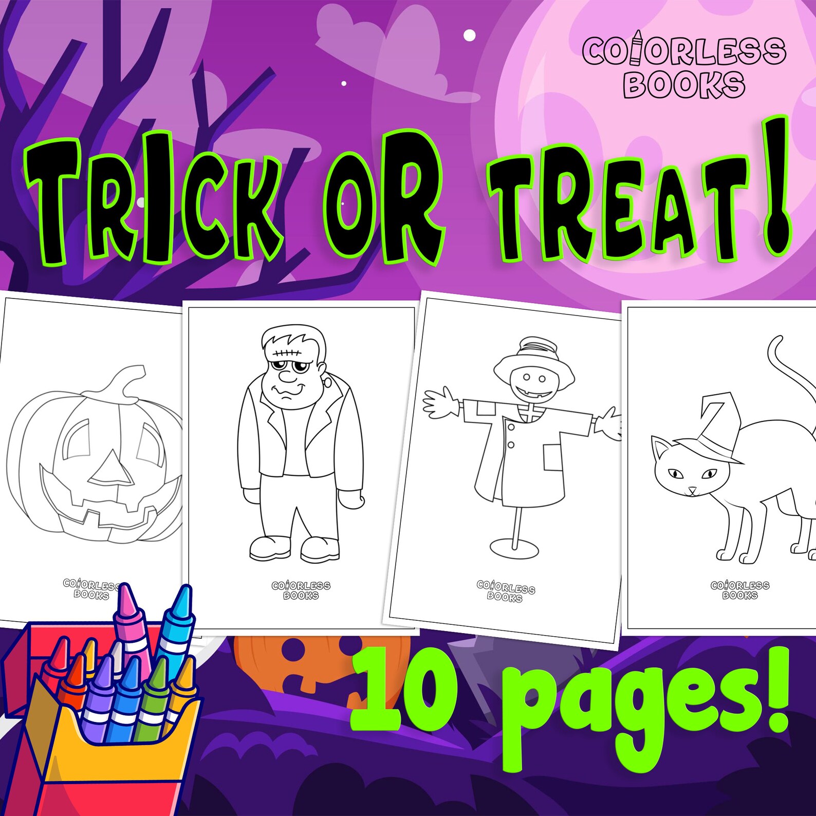 PRINTABLE Halloween V4 Coloring Pages. Toddlers Party Games Birthday ...
