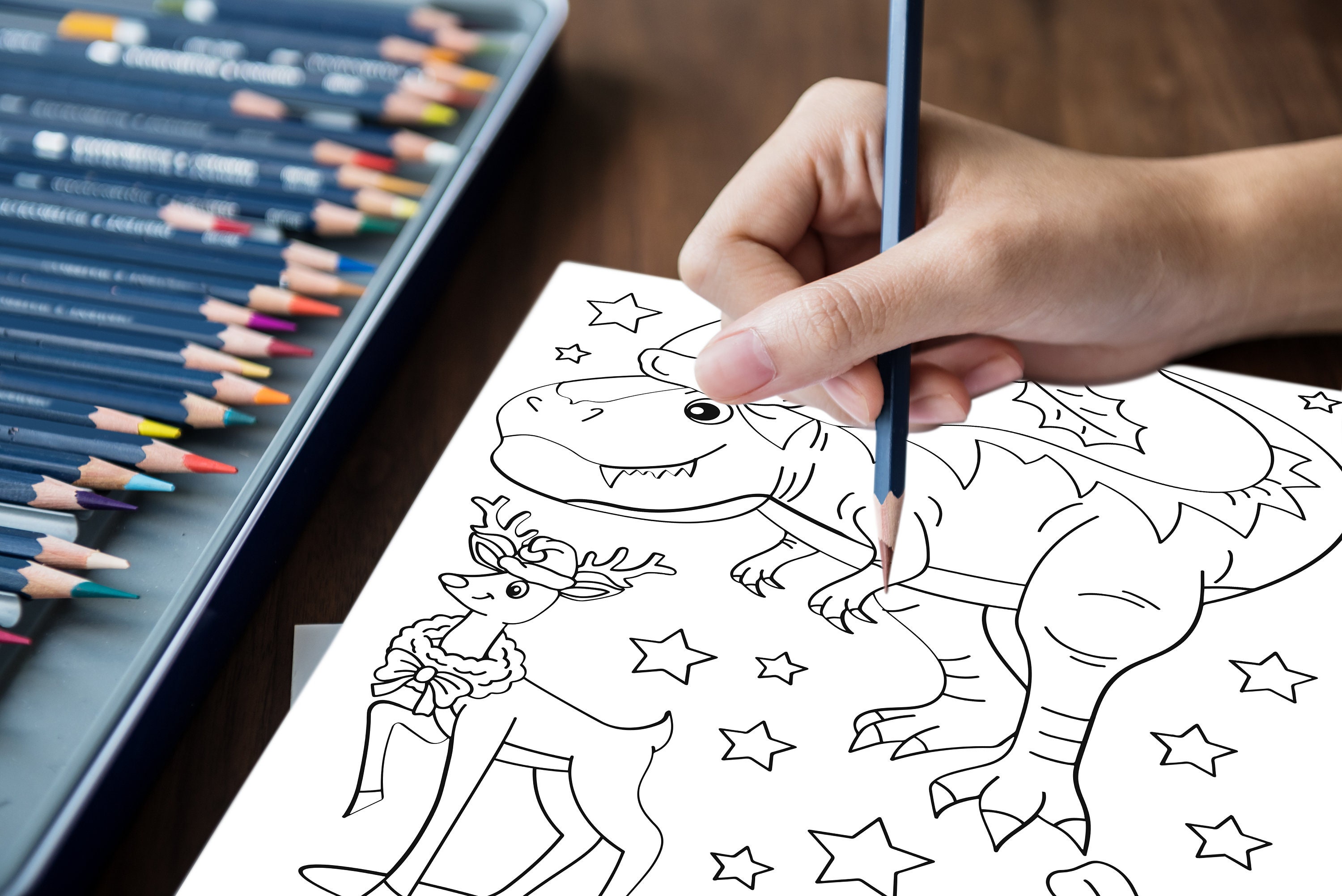 21 Christmas Dinosaurs Coloring Pages, Christmas Printable, Christmas ...