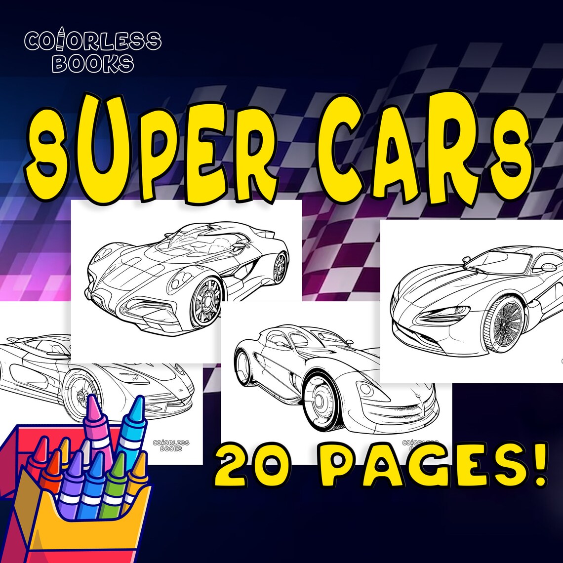 20 Super Cars Coloring Pages | Vehicle Kids Coloring Pages | KDP ...