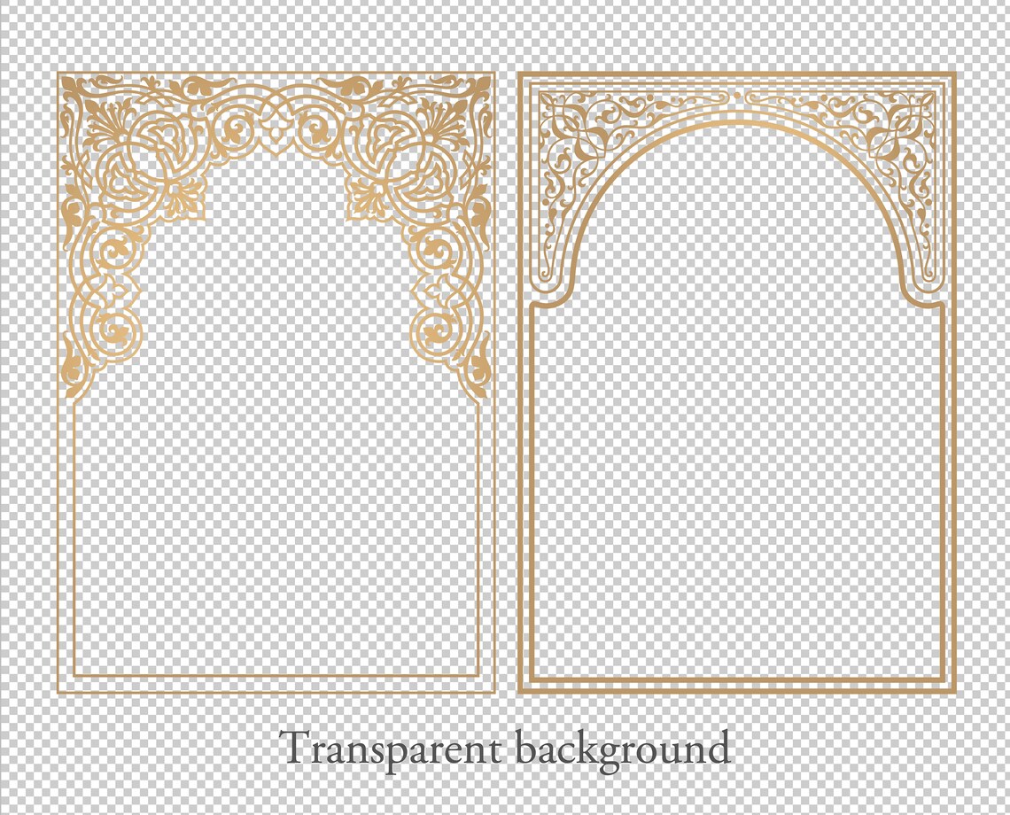 Arabic Golden Vector Frames. SVG Arabic Frames. Digital Arabian Borders ...