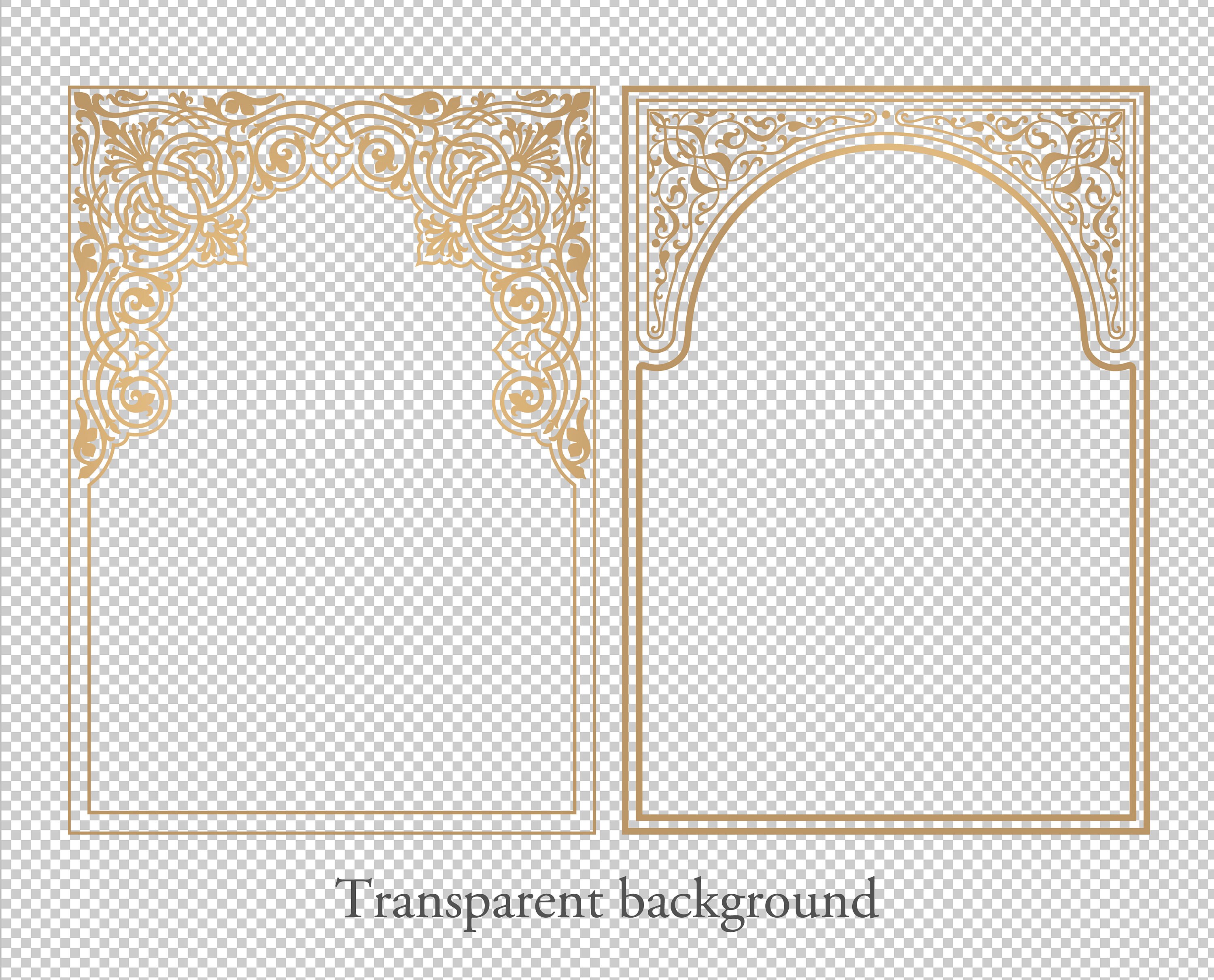 Arabic Golden Vector Frames. SVG Arabic Frames. Digital Arabian Borders ...