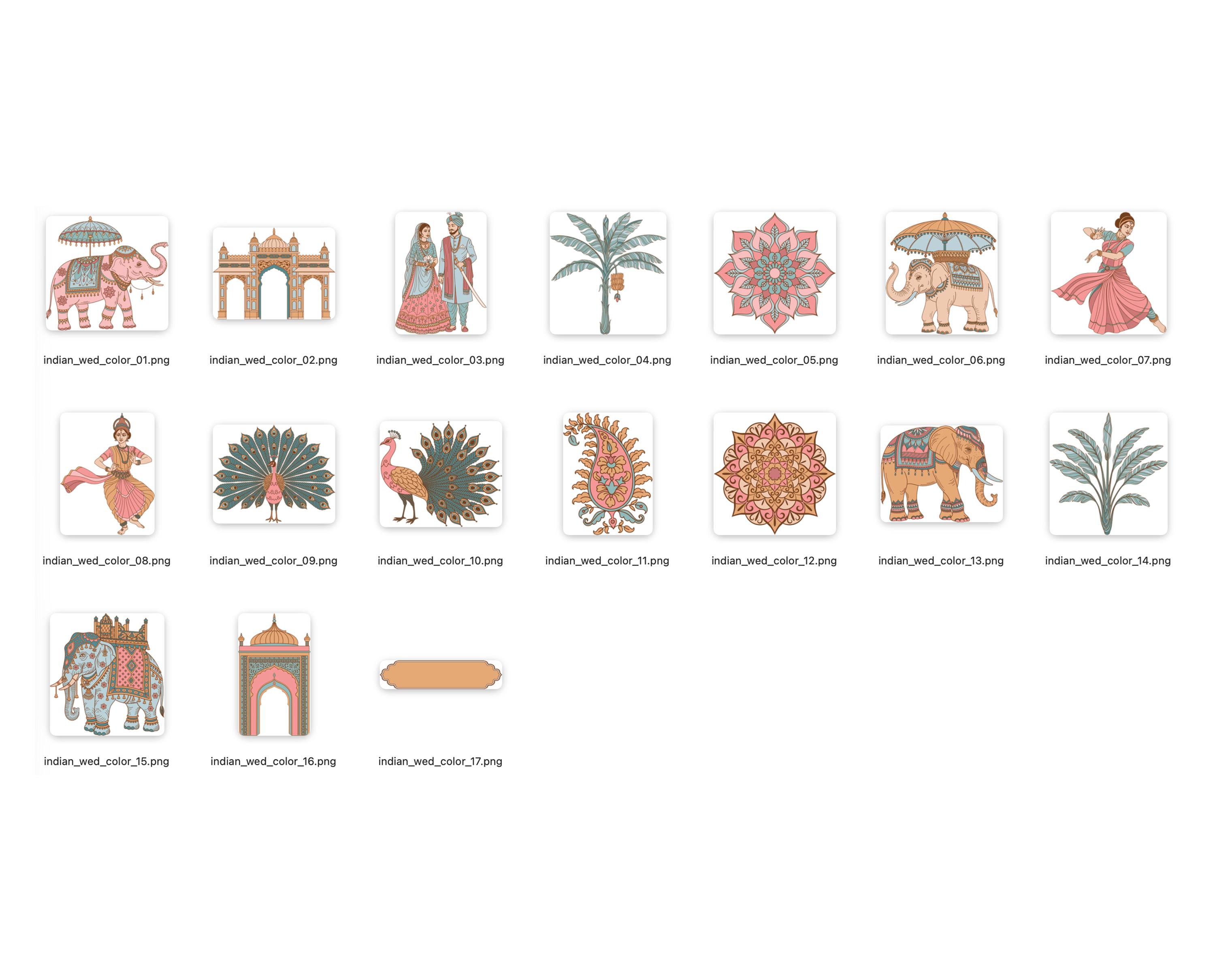 Indian Clipart Bundle EPS Vector, PNG. India Wedding Color Design Set ...