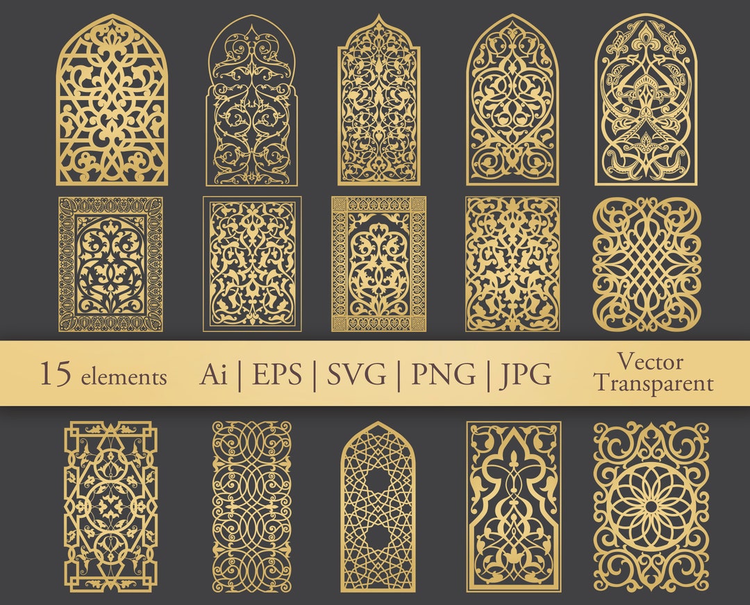 Arabic Arches Silhouette Bundle. Arabian Ornament. Digital Clipart. Ai ...