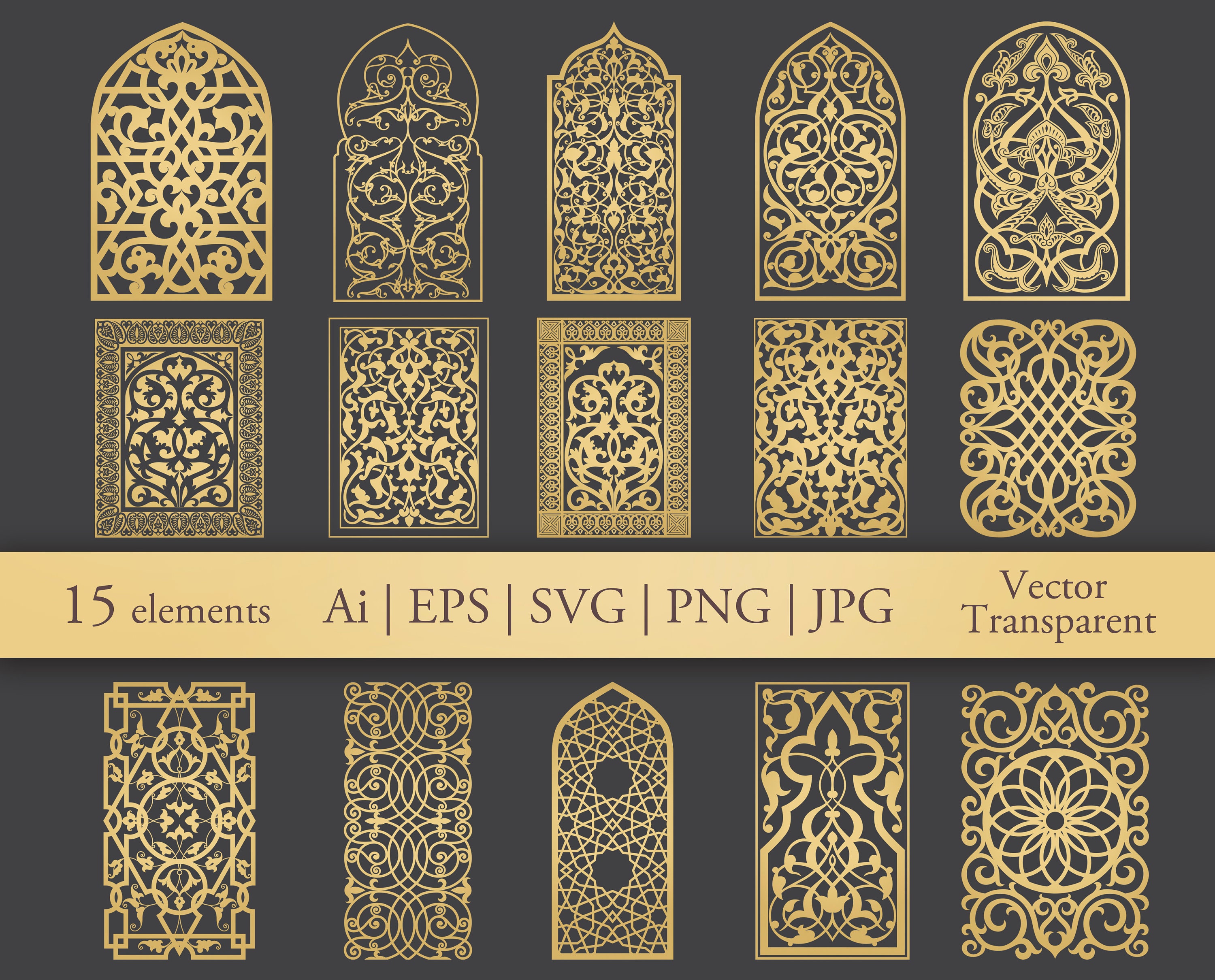 Arabic Arches Silhouette Bundle. Arabian Ornament. Digital Clipart. Ai ...