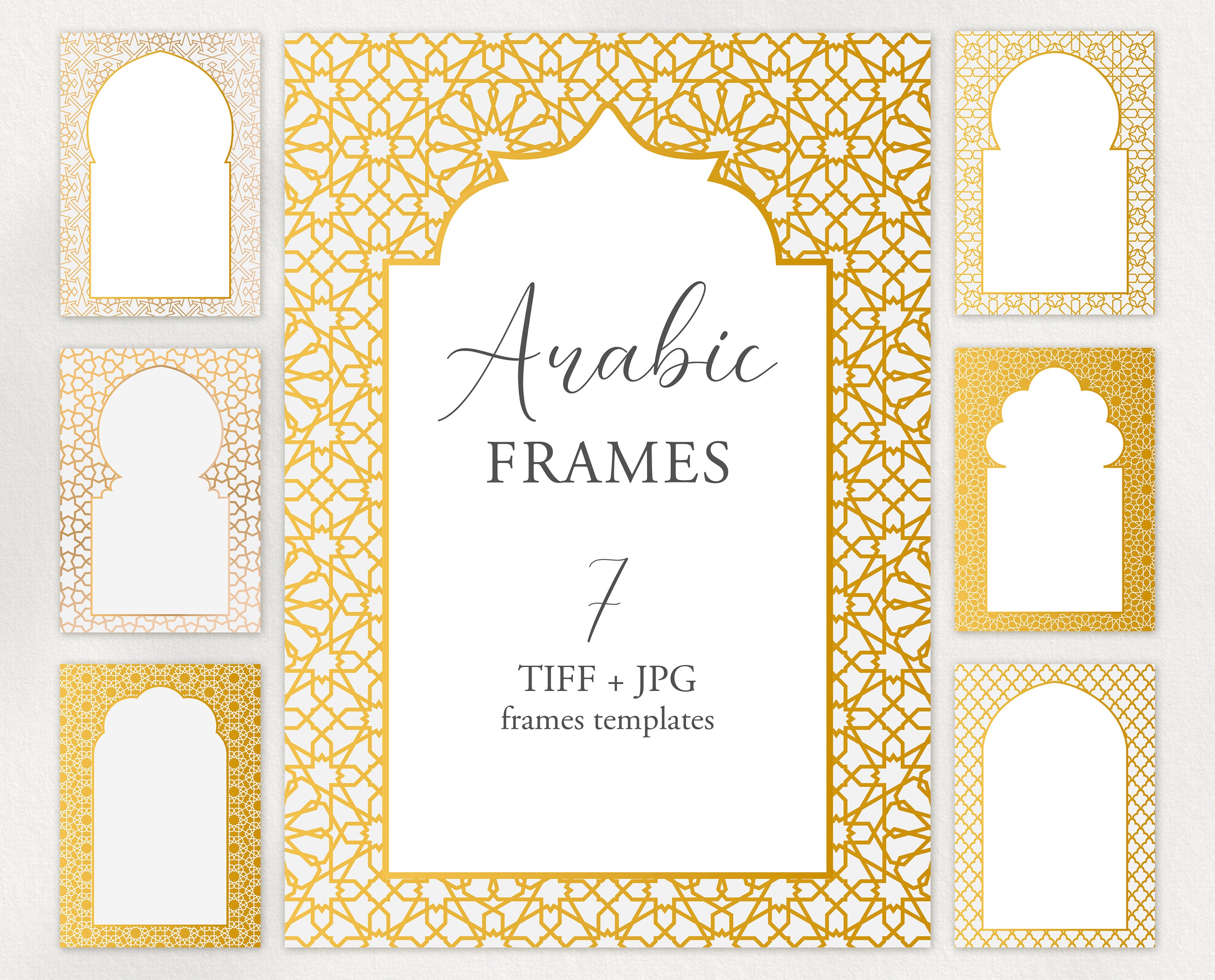 Oriental Arabic Golden Frames. Elegant Borders Bundle. Digital Clipart ...