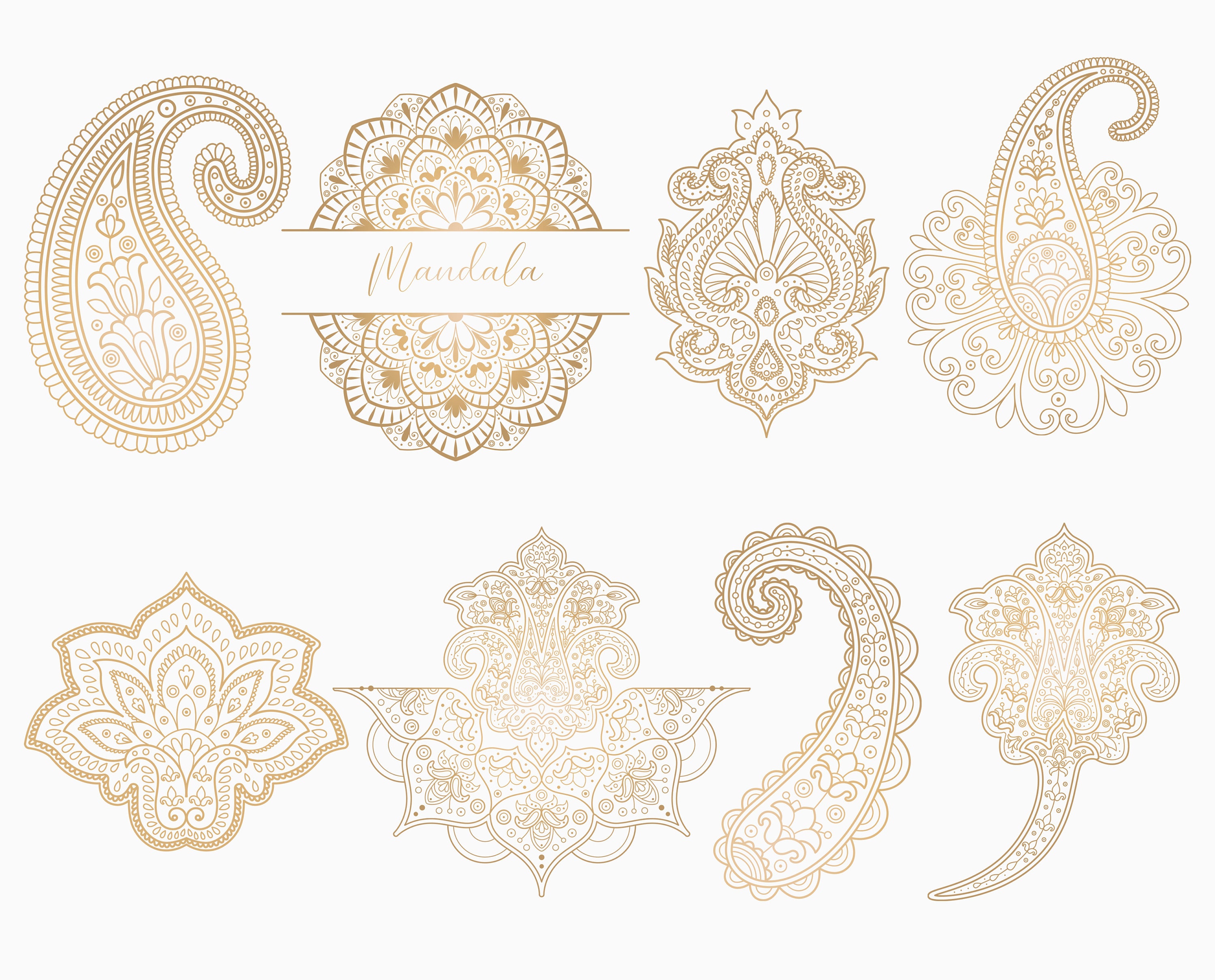 Paisley Indian Ornament Vector Clipart. Mehendi. Mehndi. Eps, SVG, JPG ...