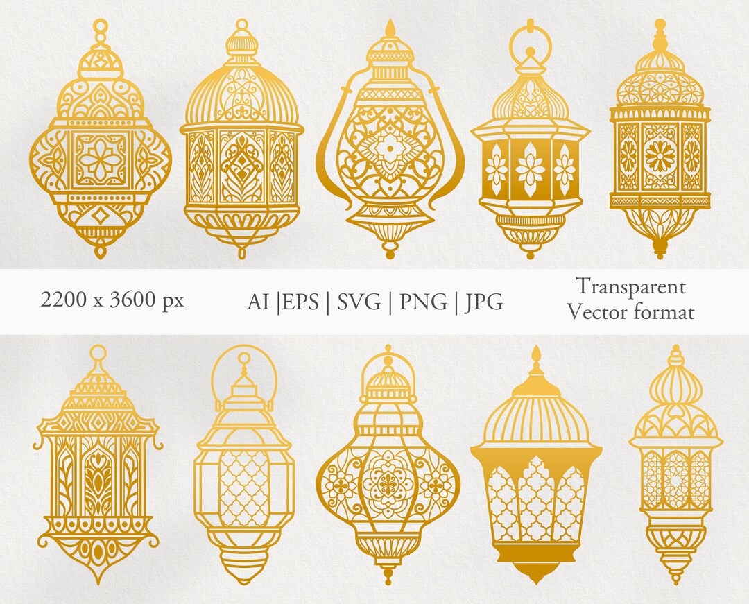 Moroccan Lanterns Clipart. Moroccan Lamp. EPS, SVG Vector Format, PNG ...