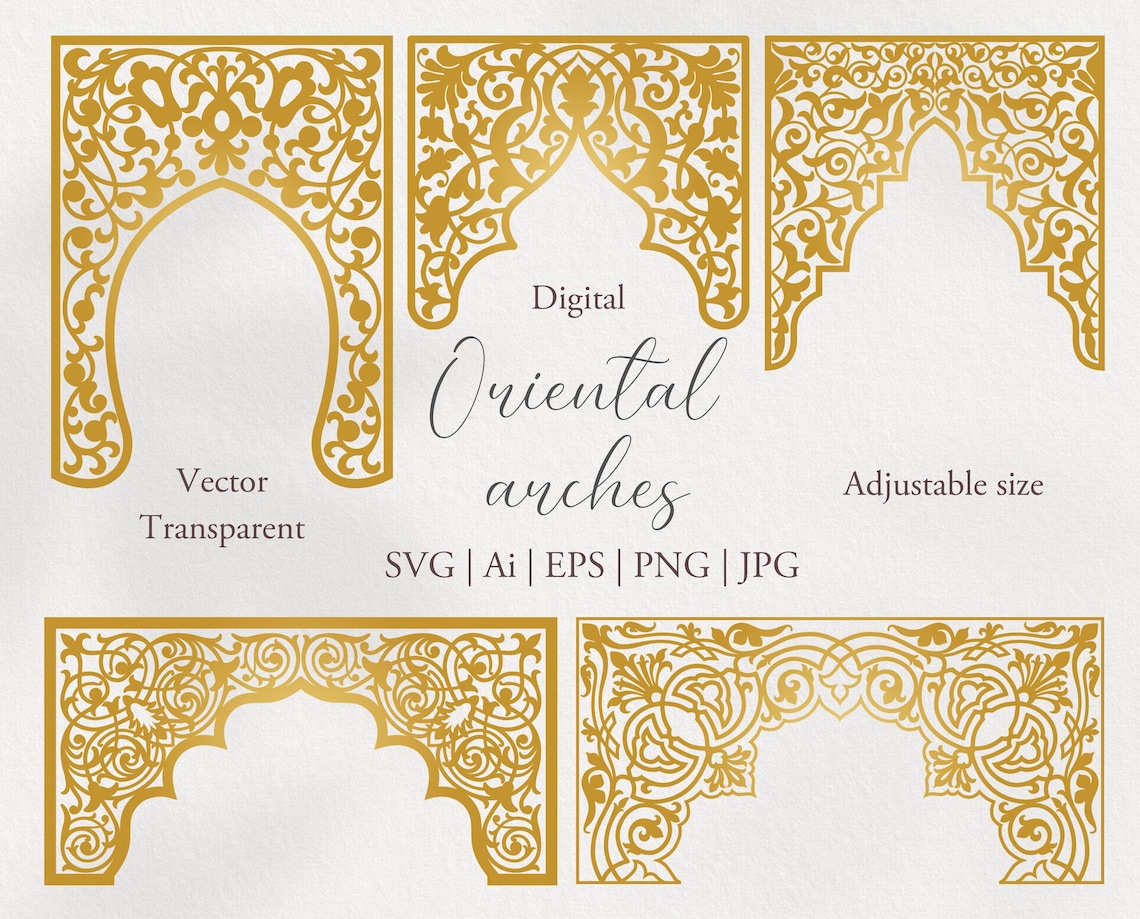 Arabic Arches Vector Set. Arabian Oriental Ornament. Digital Clipart ...