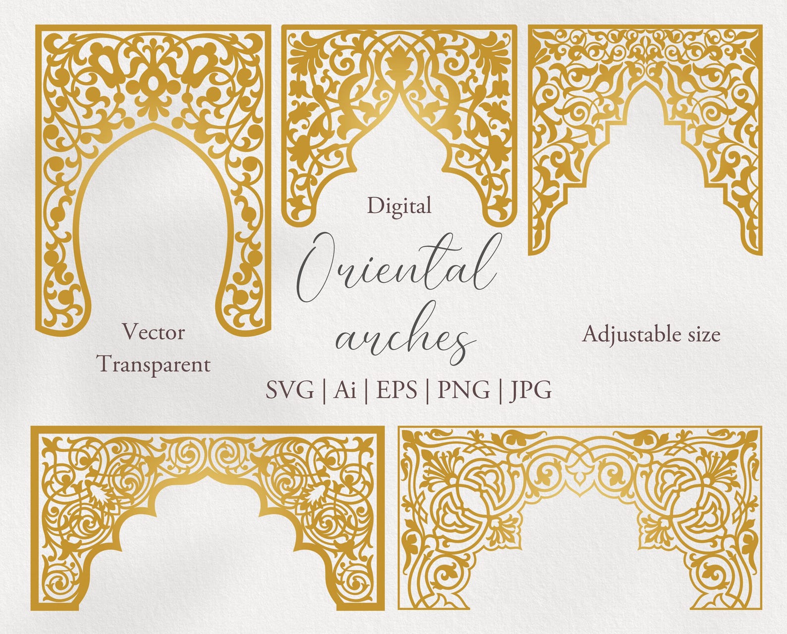 Arabic Arches Vector Set. Arabian Oriental Ornament. Digital Clipart ...