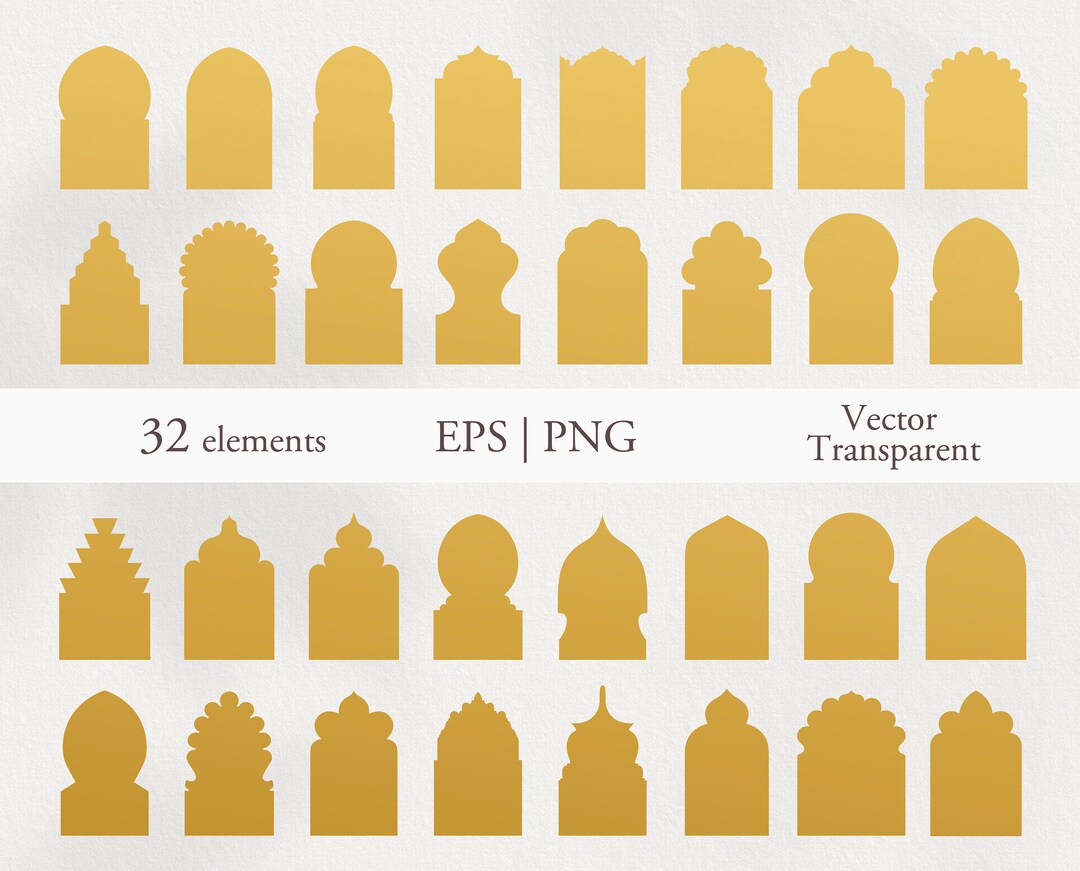 Arabic Arches Silhouette Bundle. Arabian Ornament. Digital Clipart. EPS ...