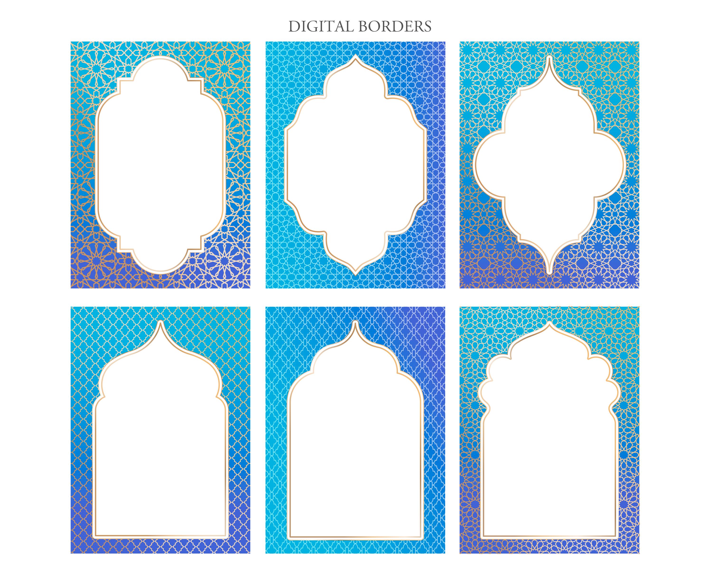 Oriental Arabic Colorful Frame Templates. Borders Bundle. Digital ...