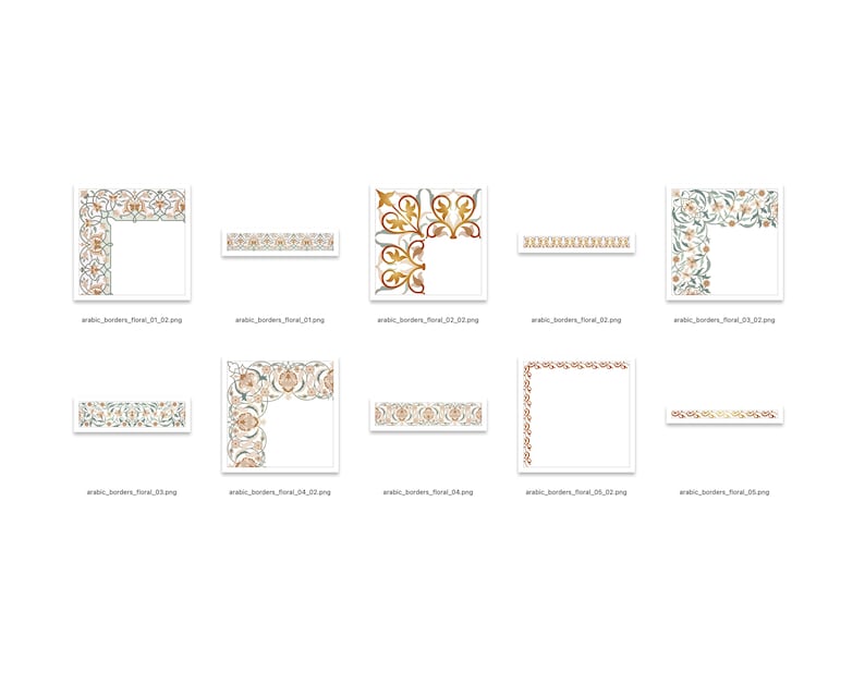 Oriental Borders and Corners. Arabian Floral Decorative Frames. Indian ...