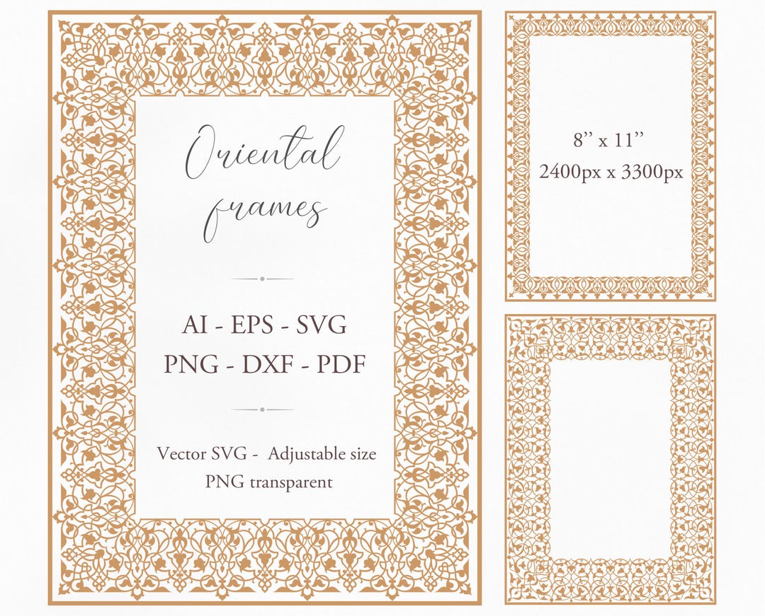 Oriental Arabic Digital Frames. Borders Bundle. SVG Vector PNG ...