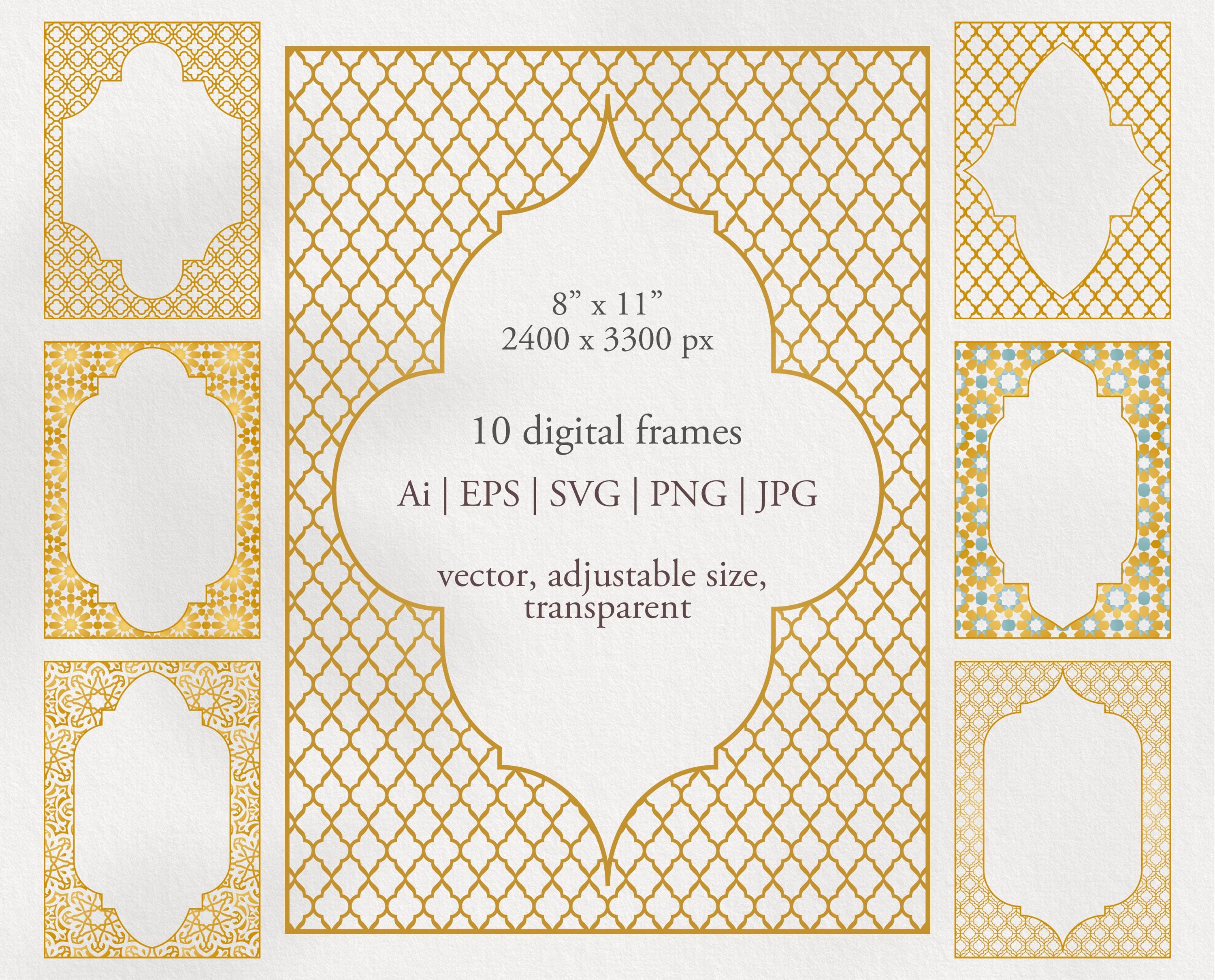 Arabic Frames. Vector Moroccan Borders Bundle. Digital Clipart Svg, Png ...
