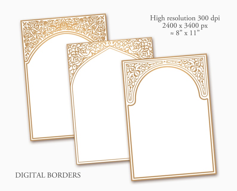 Arabic Golden Vector Frames. SVG Arabic Frames. Digital Arabian Borders ...