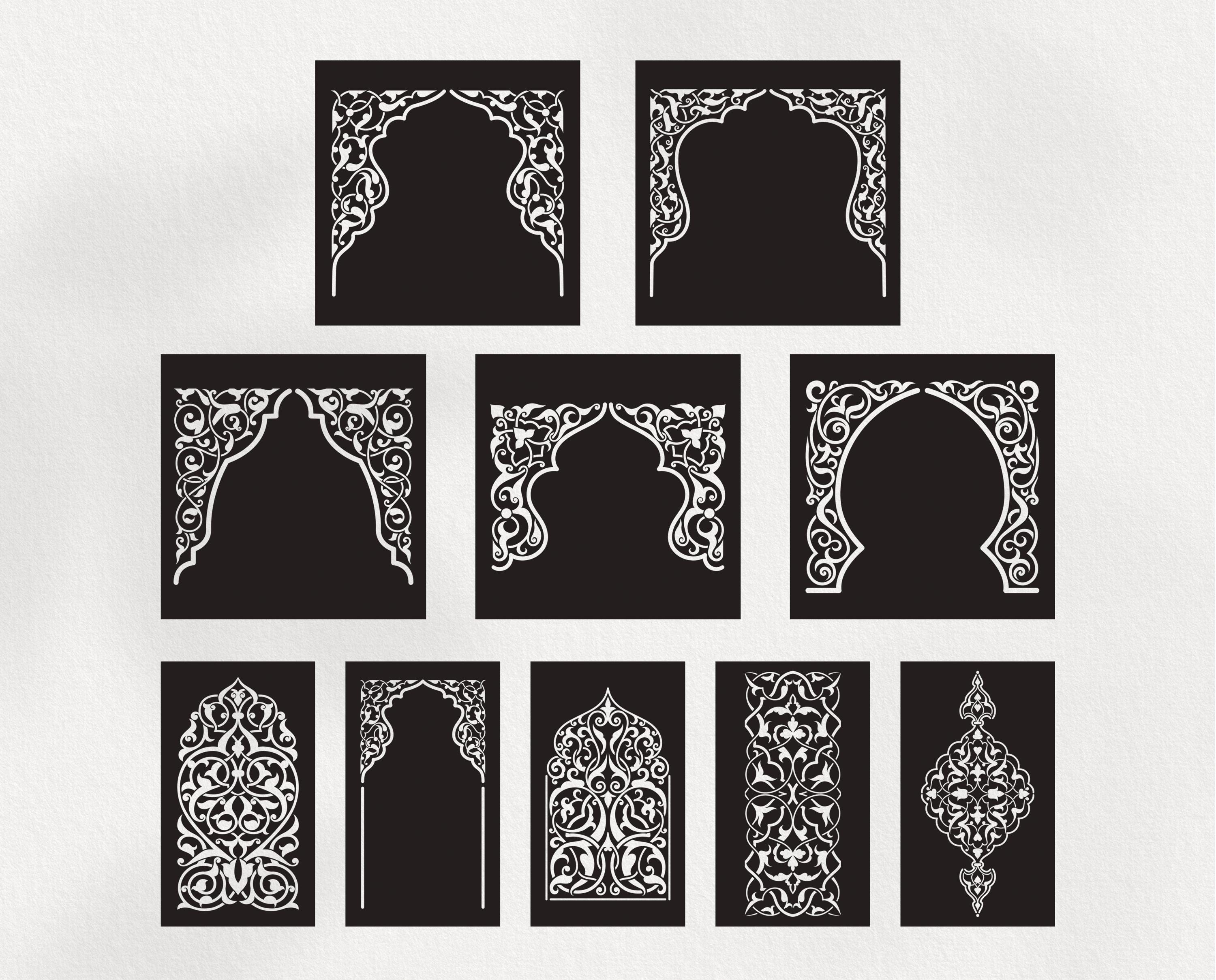 Oriental Arabic Arches Digital Stencil Templates. Vector Patterns SVG ...