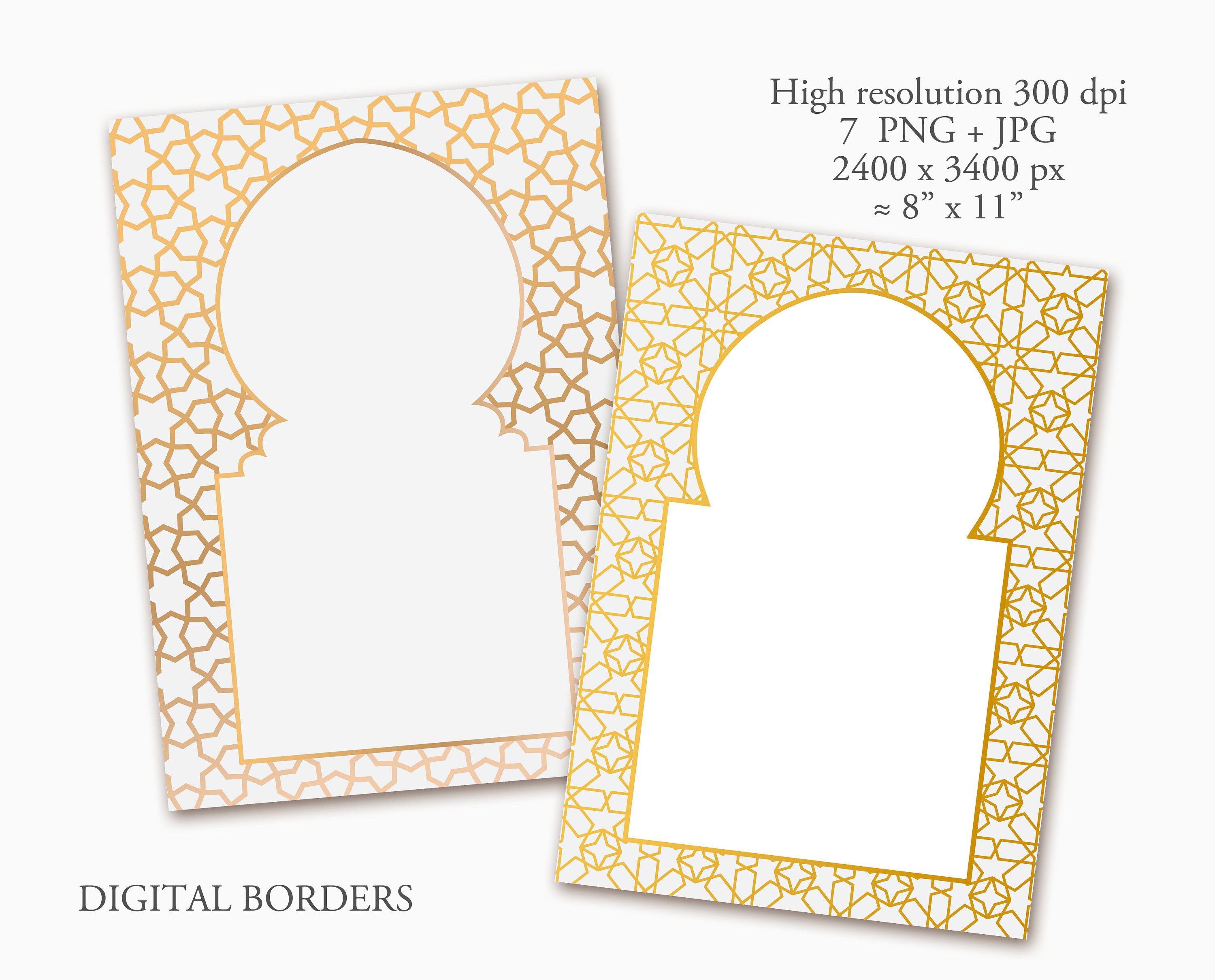 Oriental Arabic Golden Frames. Elegant Borders Bundle. Digital Clipart ...