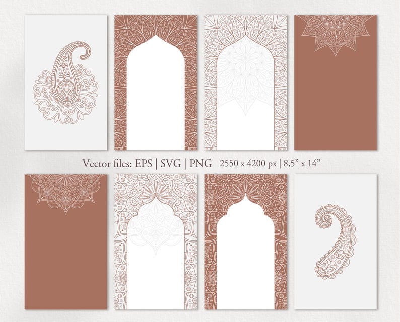 Indian Mandala Frame Templates. Arabian Patterns for Invitations, Cards ...
