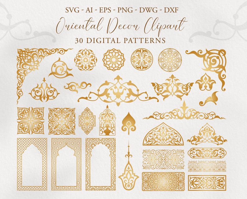 Arabian Oriental Decorative Elements SVG. Arabic Ornament PNG. Digital ...