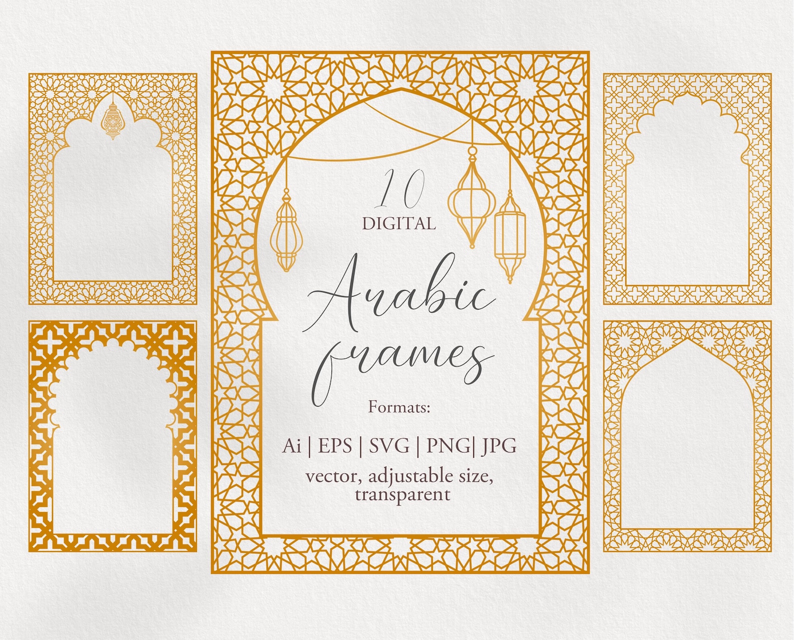 Arabic Frames. Borders Bundle. Digital Clipart. Svg. Png Transparent ...
