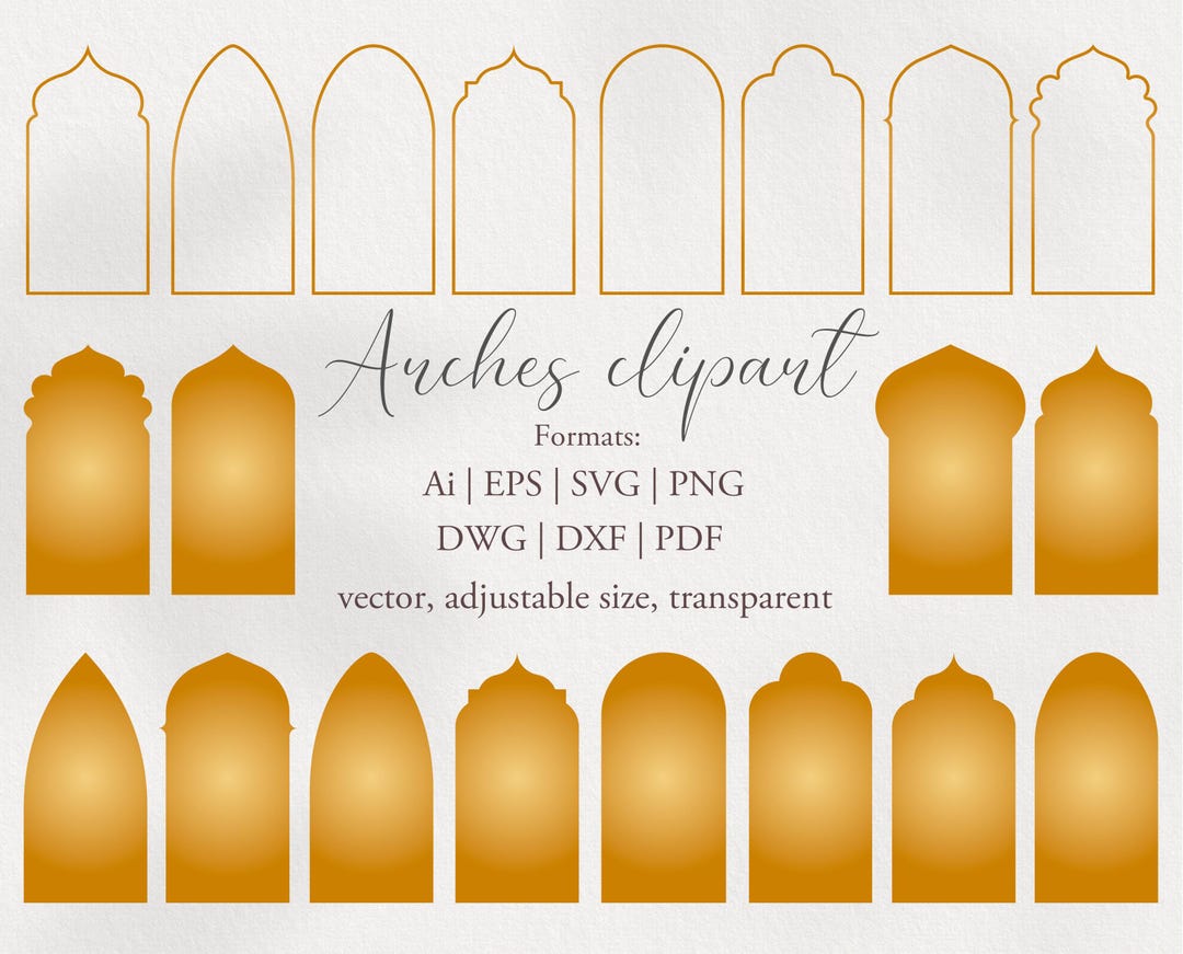 Arabic Arches Silhouette Bundle. Moroccan Arches. Digital Clipart. Eps ...