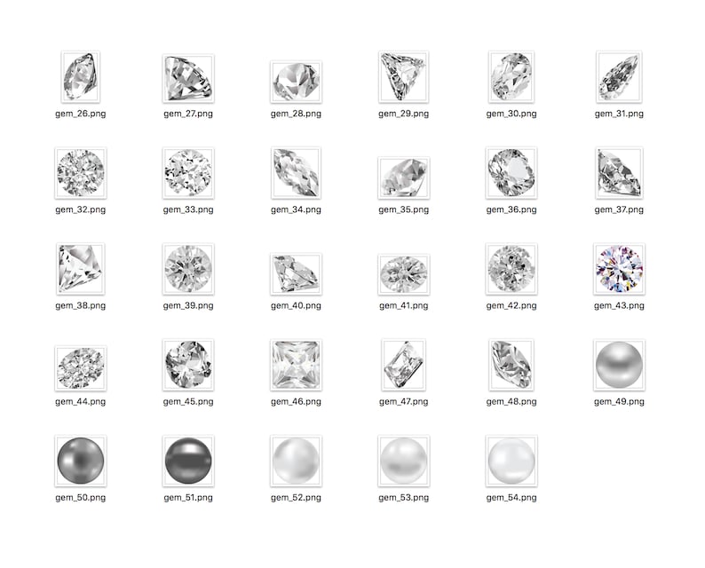 Gemstone Vector Clipart. PNG Diamond Bundle Rhinestones Jewellery ...