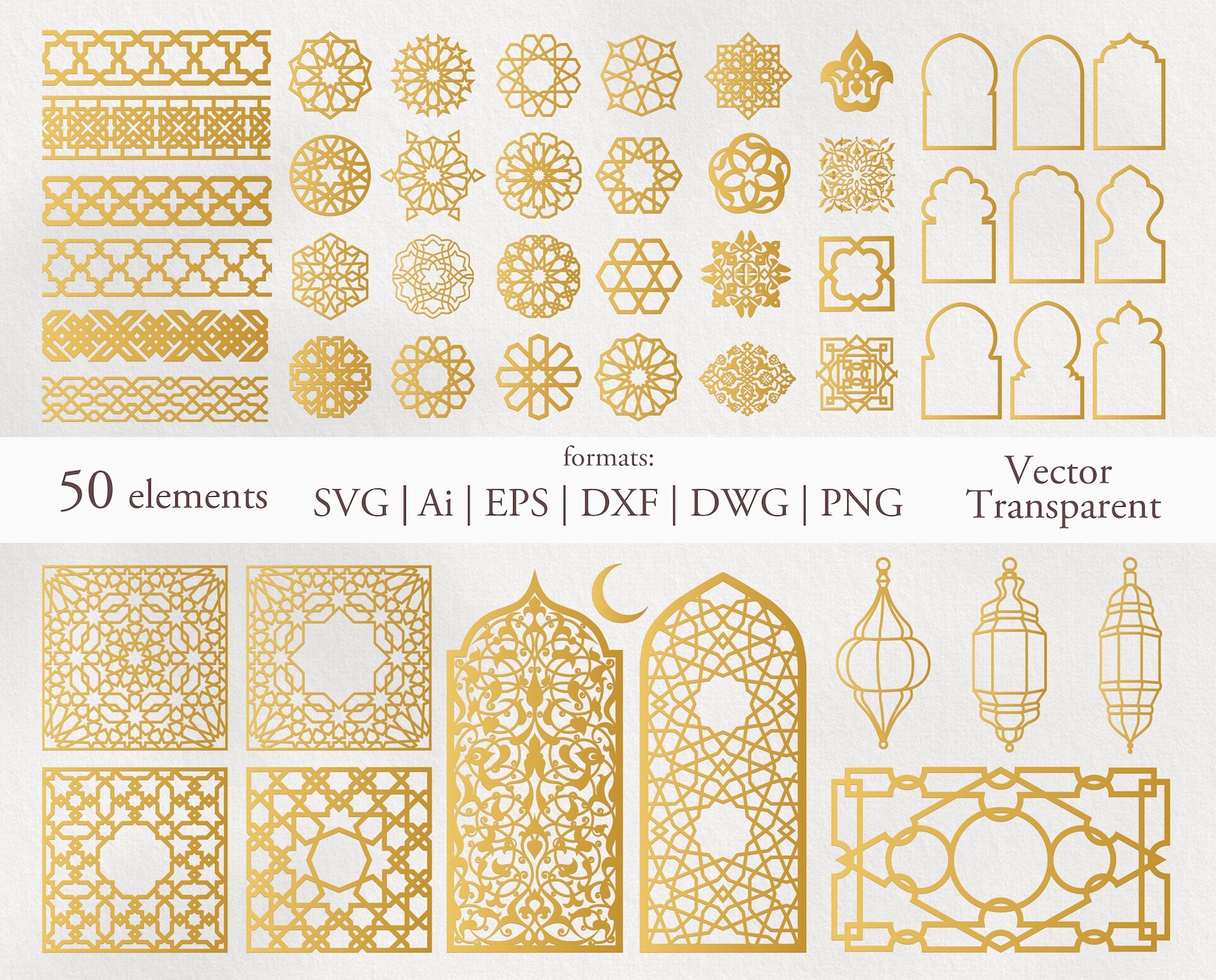 50 Arabian Oriental Vector Elements. Arabic Ornament. Separate. Digital ...