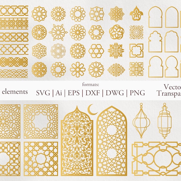 Moroccan Arabic Frames. Vector Vignettes Bundle Arabic Style. Digital ...