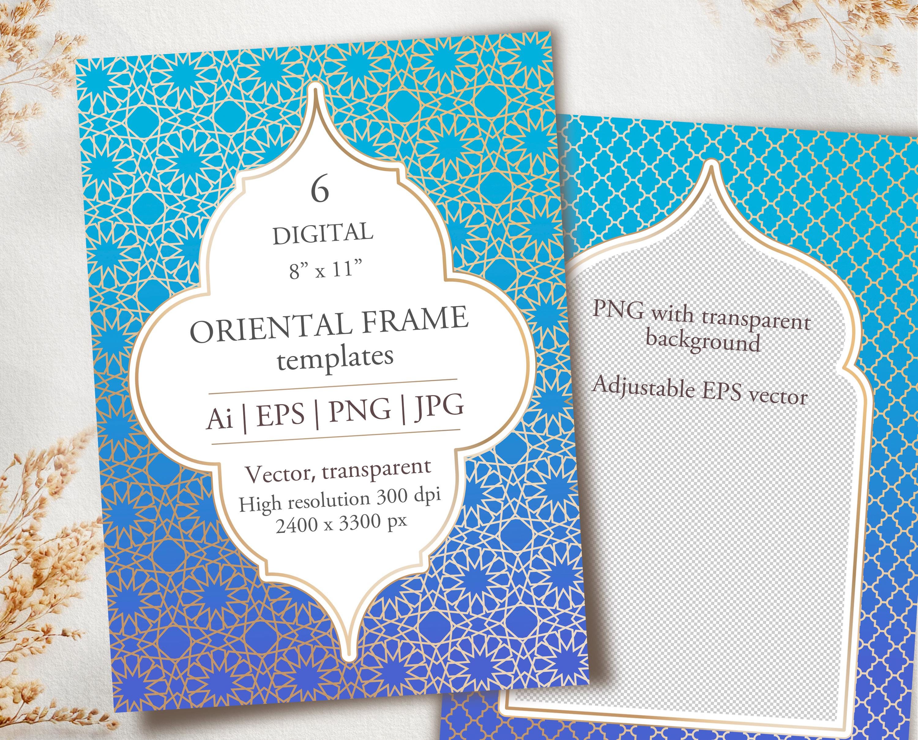 Oriental Arabic Colorful Frame Templates. Borders Bundle. Digital ...